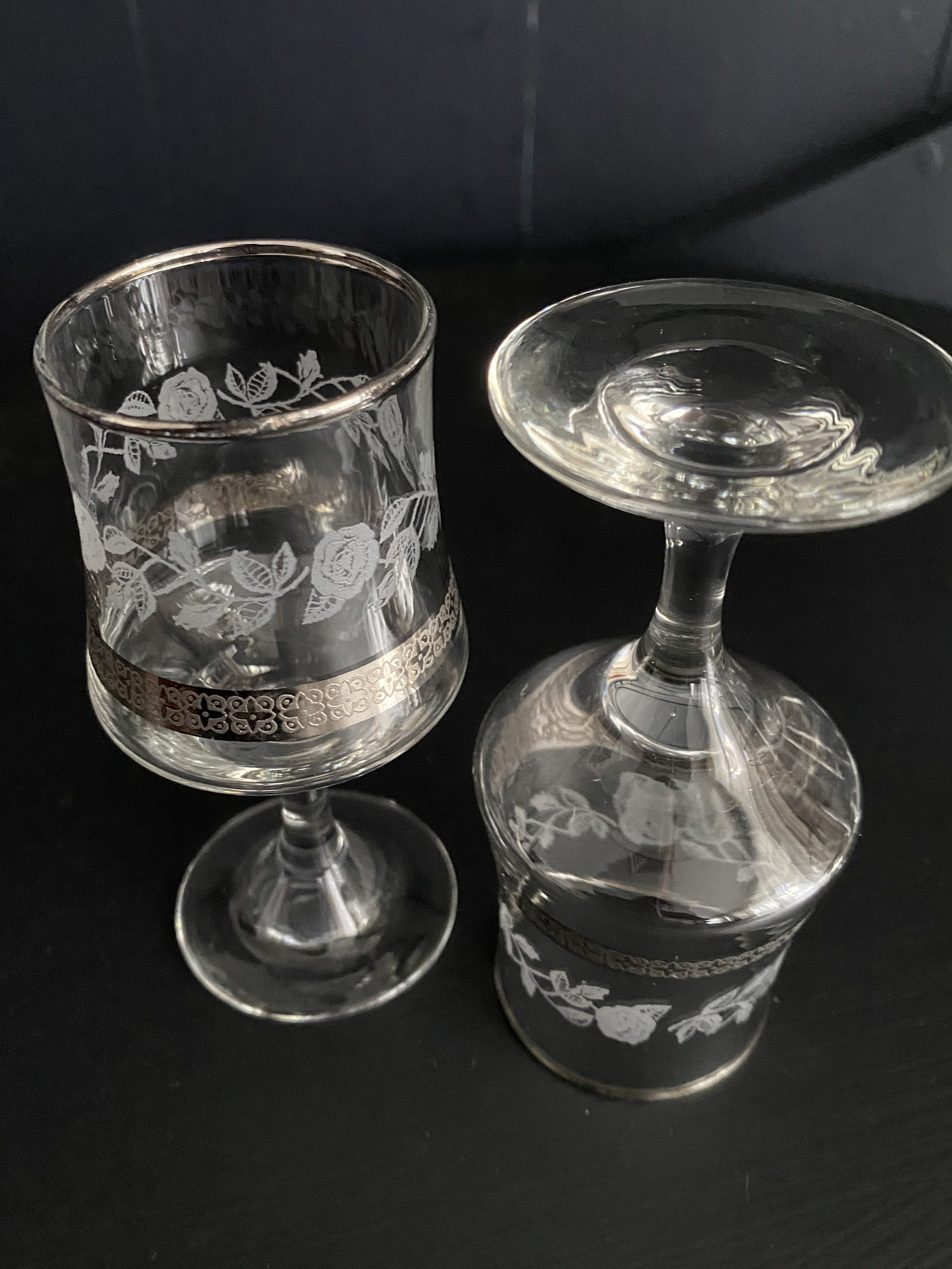 1980s Dema Silver Rose Wine Glasses Set of 6 Vintage Chesterfield ...