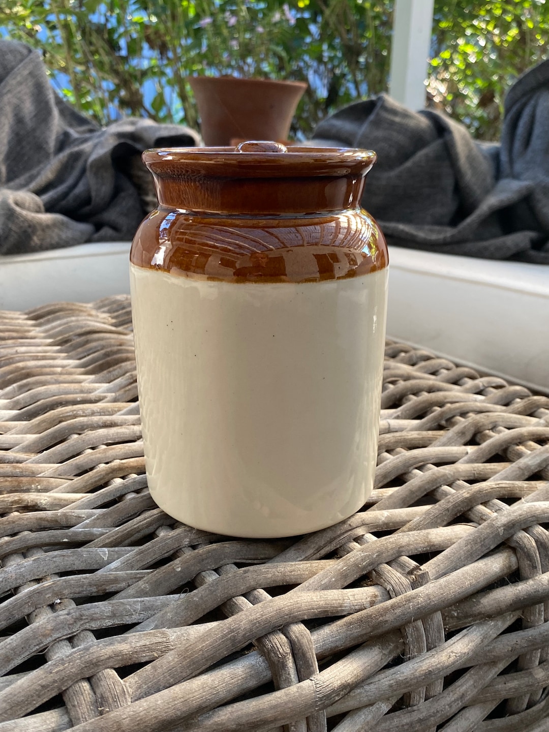 Kelco Stoneware by Matsuoka | Canister With Lid | Jar | Two Toned ...