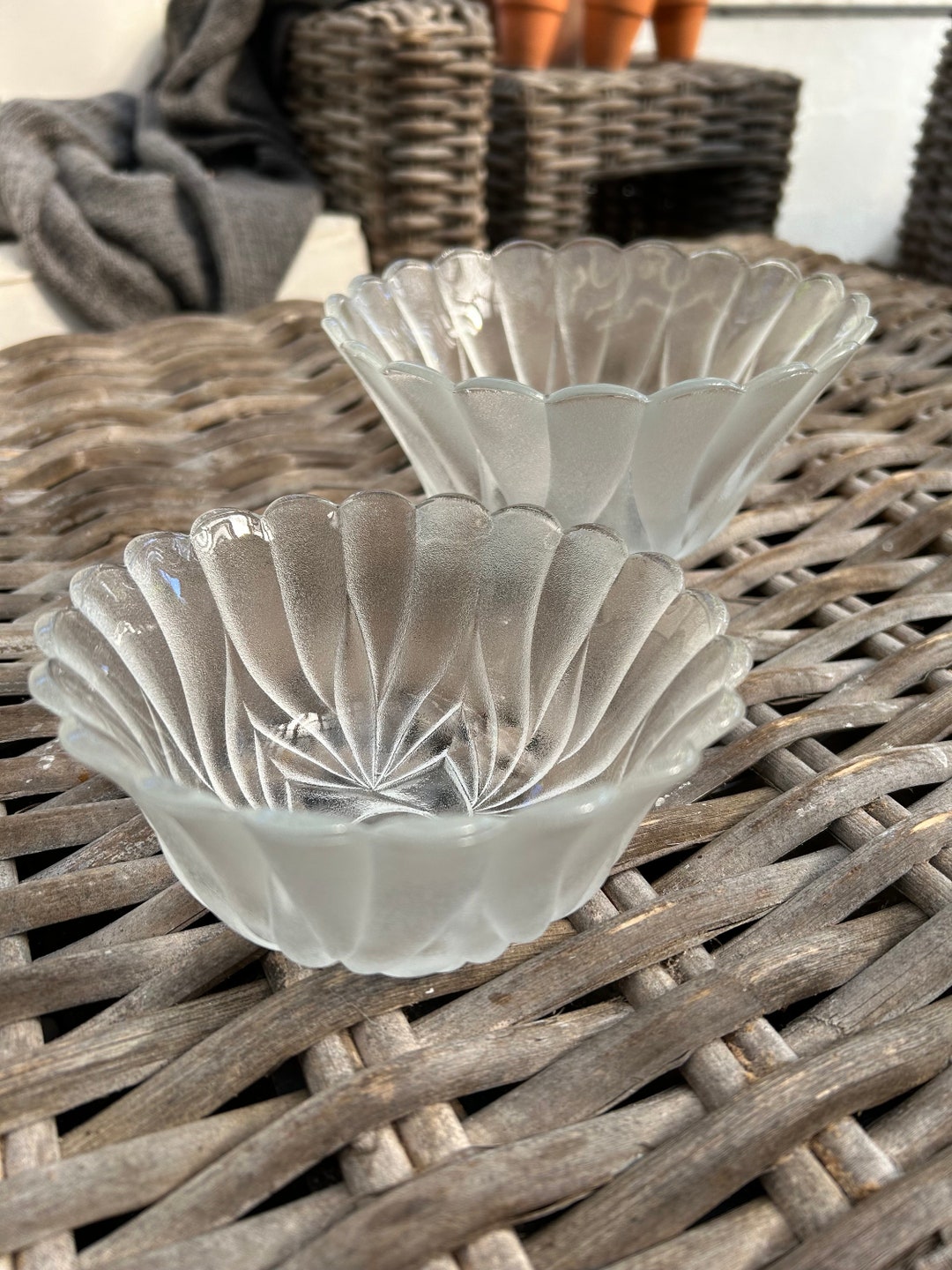 Vintage Pressed Glass Bowls Set | Swirl Pattern Design | Elegant ...
