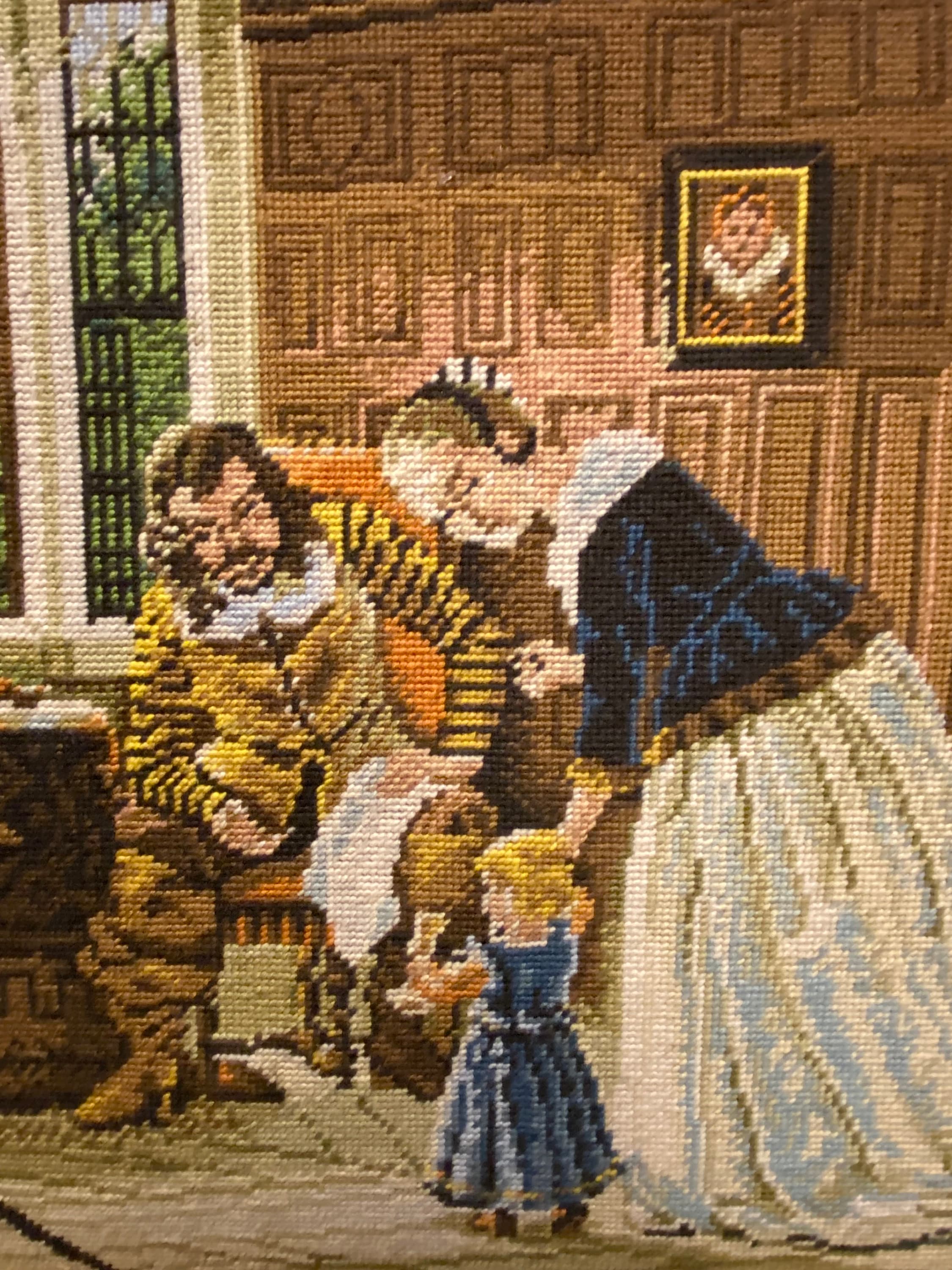 Renaissance Family Scene | Gobelin Stitch Needlepoint | Vintage Artwork ...