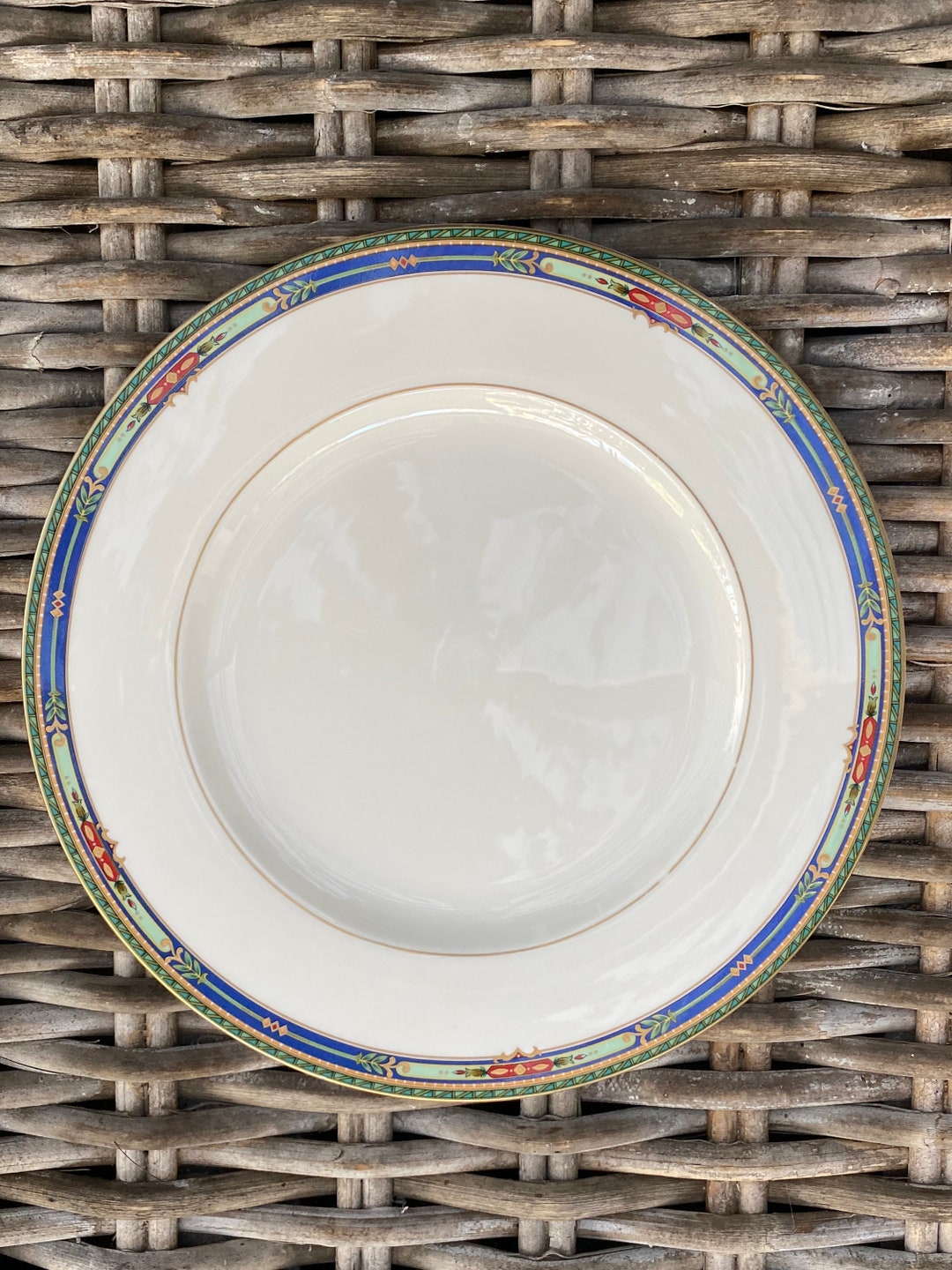 Mikasa Ultima+ HK707 Plaza Court Blue Dinner Plate | Aztec Design | Blue, Turquoise, Green, and ...