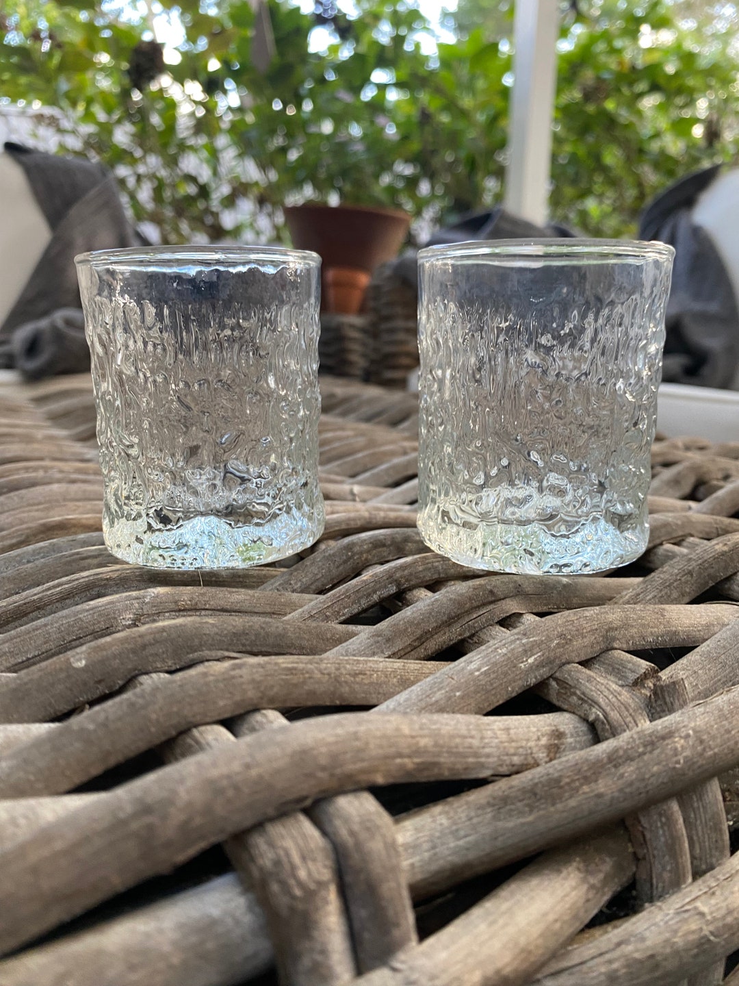 Ravenhead Siesta Bark Textured Smallglasses Clear Barware Vintage 1970s ...