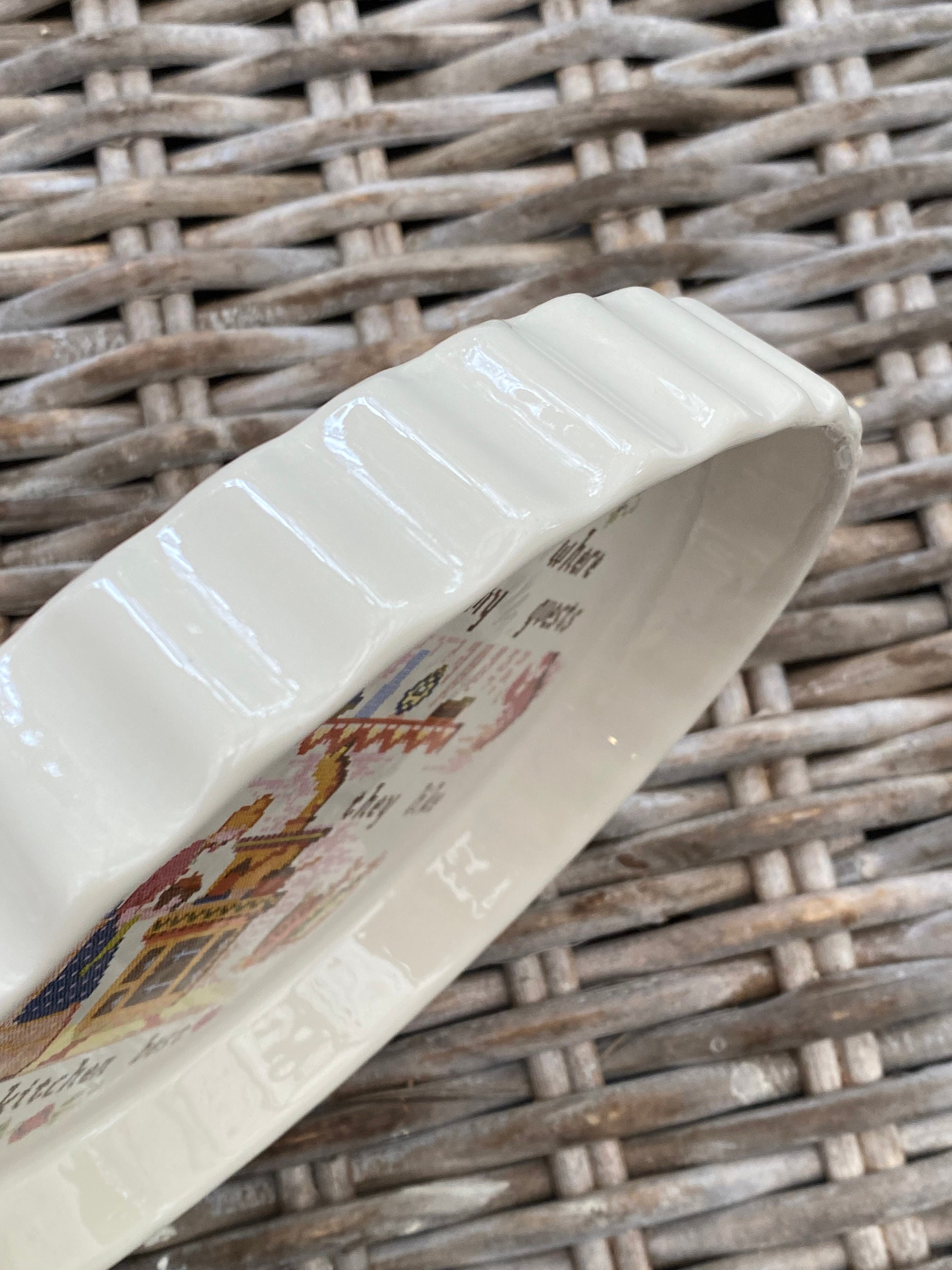 Poole Pottery Flan Dish Sampler Series Antique Needlework Design ...