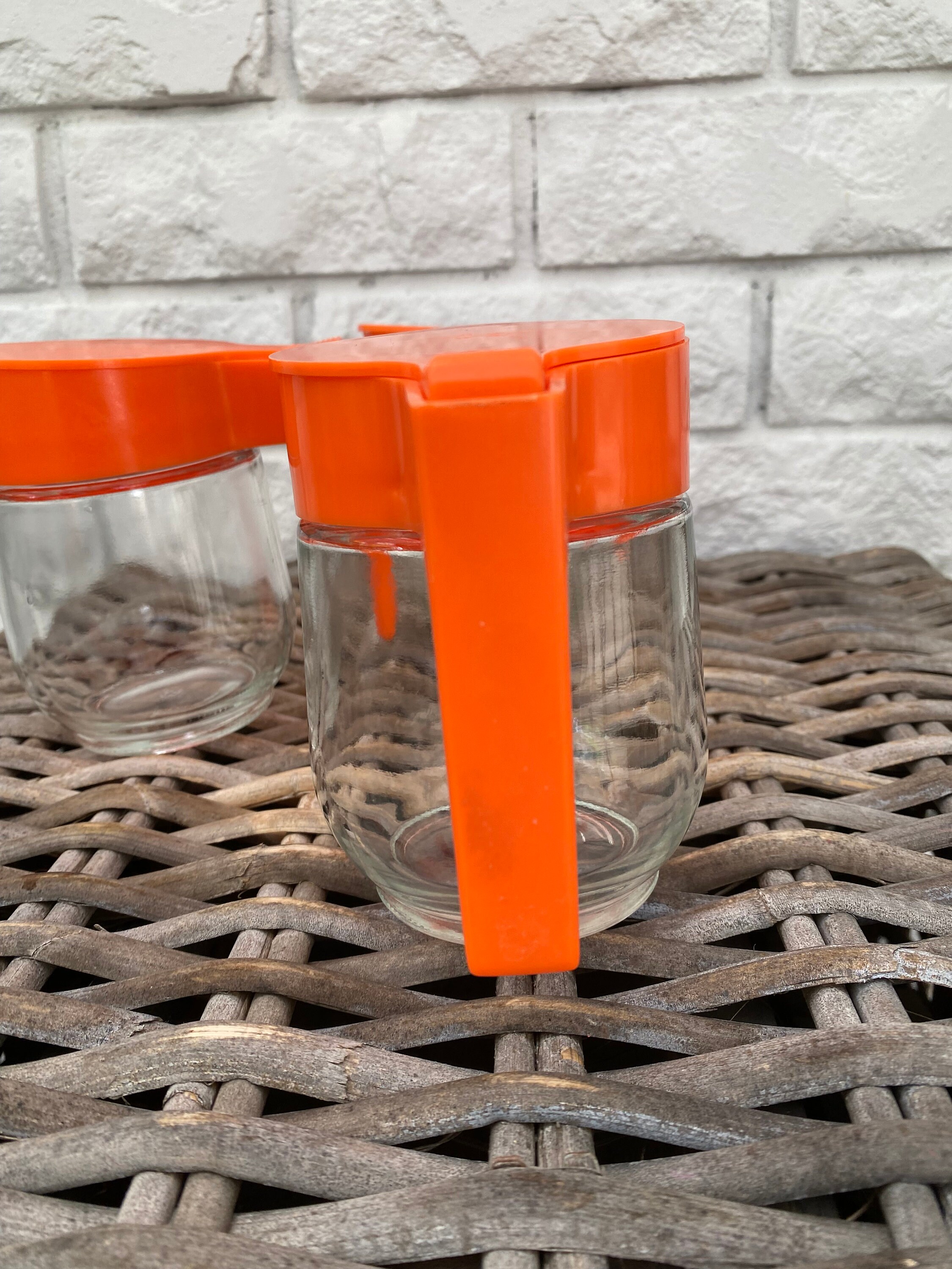 1980s GEMCO Dispenser Set Vintage Creamer, Sugar, Syrup Jars Orange ...