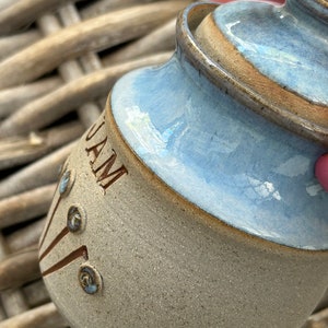 Handmade Pottery Jam Pot | Vintage 1987 | Signed by Artist | Blue and ...