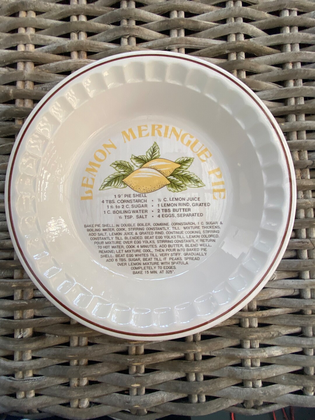 Lemon Meringue Pie Plate Hankook Made in Korea Vintage 1970s Ceramic ...