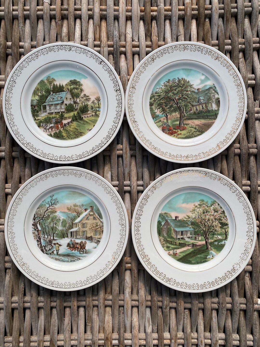 Currier and Ives Seasons Plate Collection Set of 4 Ceramic Plates or ...