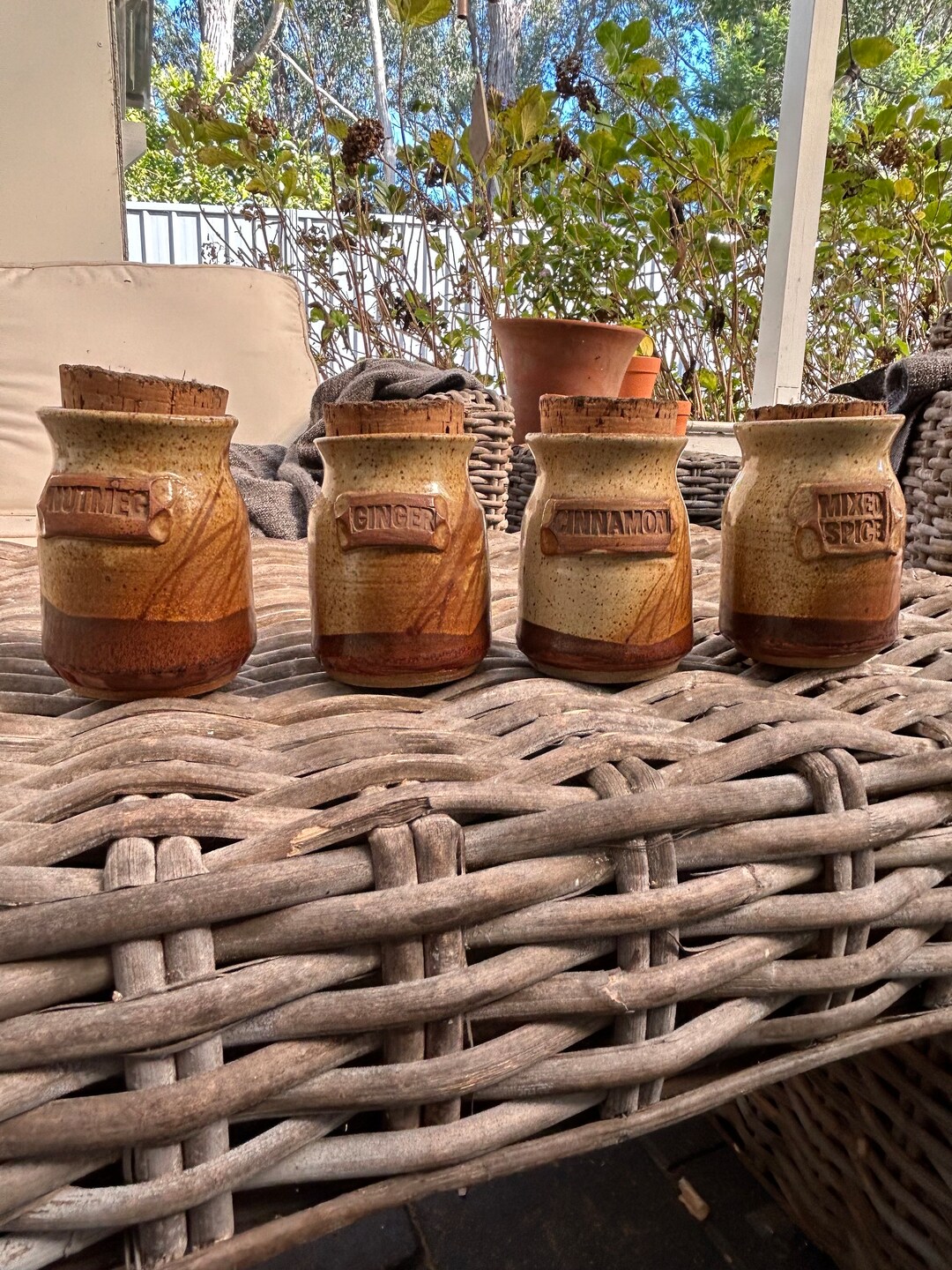 Handmade Ceramic Spice Containers | Rustic Kitchen Decor | Cork Lid ...
