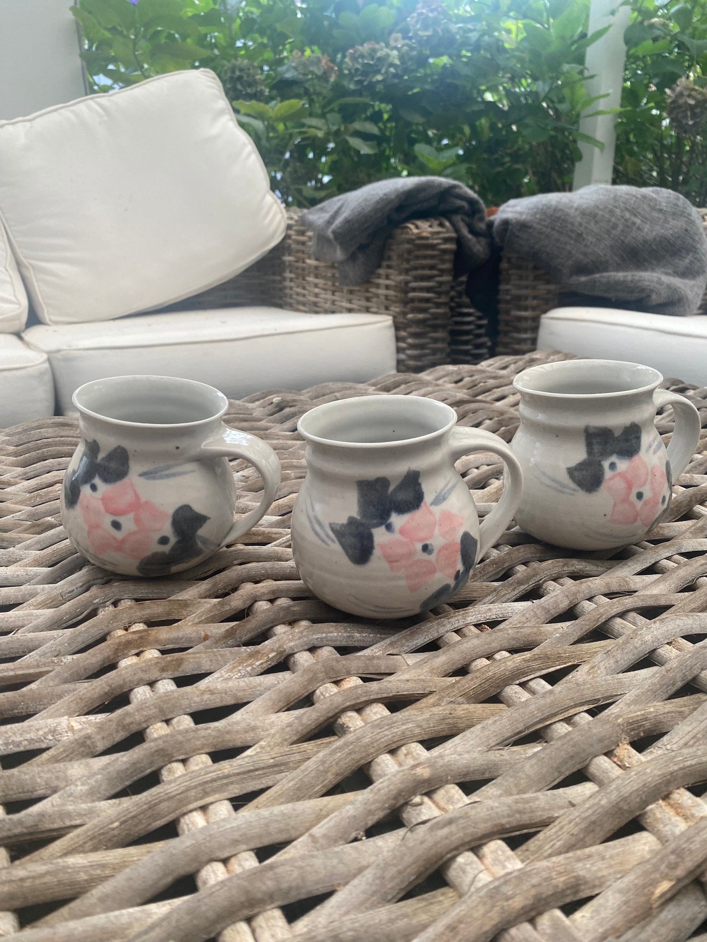 Handcrafted Ceramic 'hug Me' Mugs | Hand Painted Floral Design | Set of ...