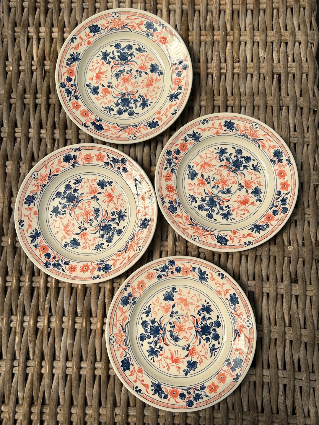 Churchill | Imari Pattern | Set of 4 | Dinner Plates | Floral Blue Red ...