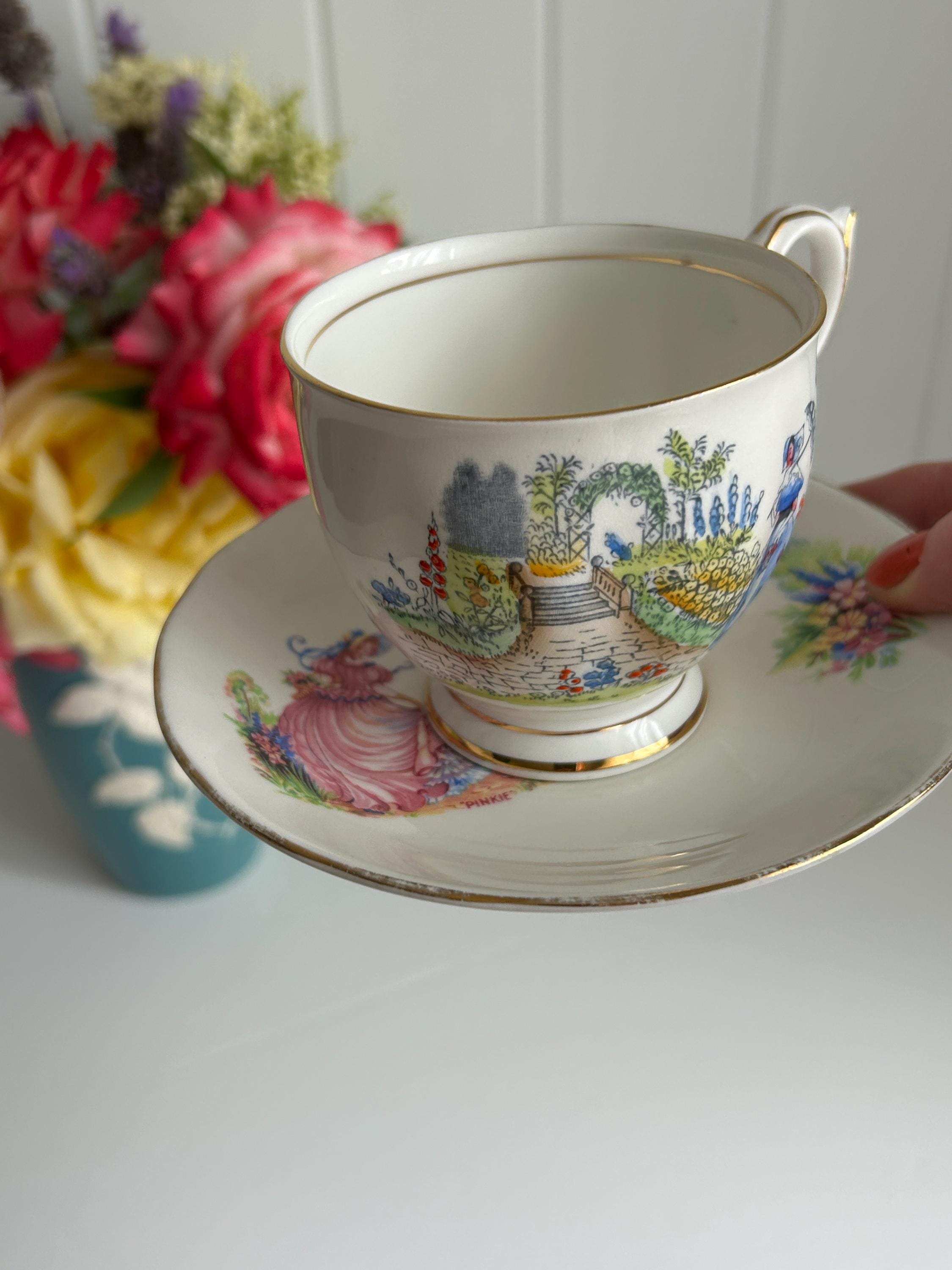 English Garden Teacup & Pinkie Saucer Set | Mismatched - Etsy