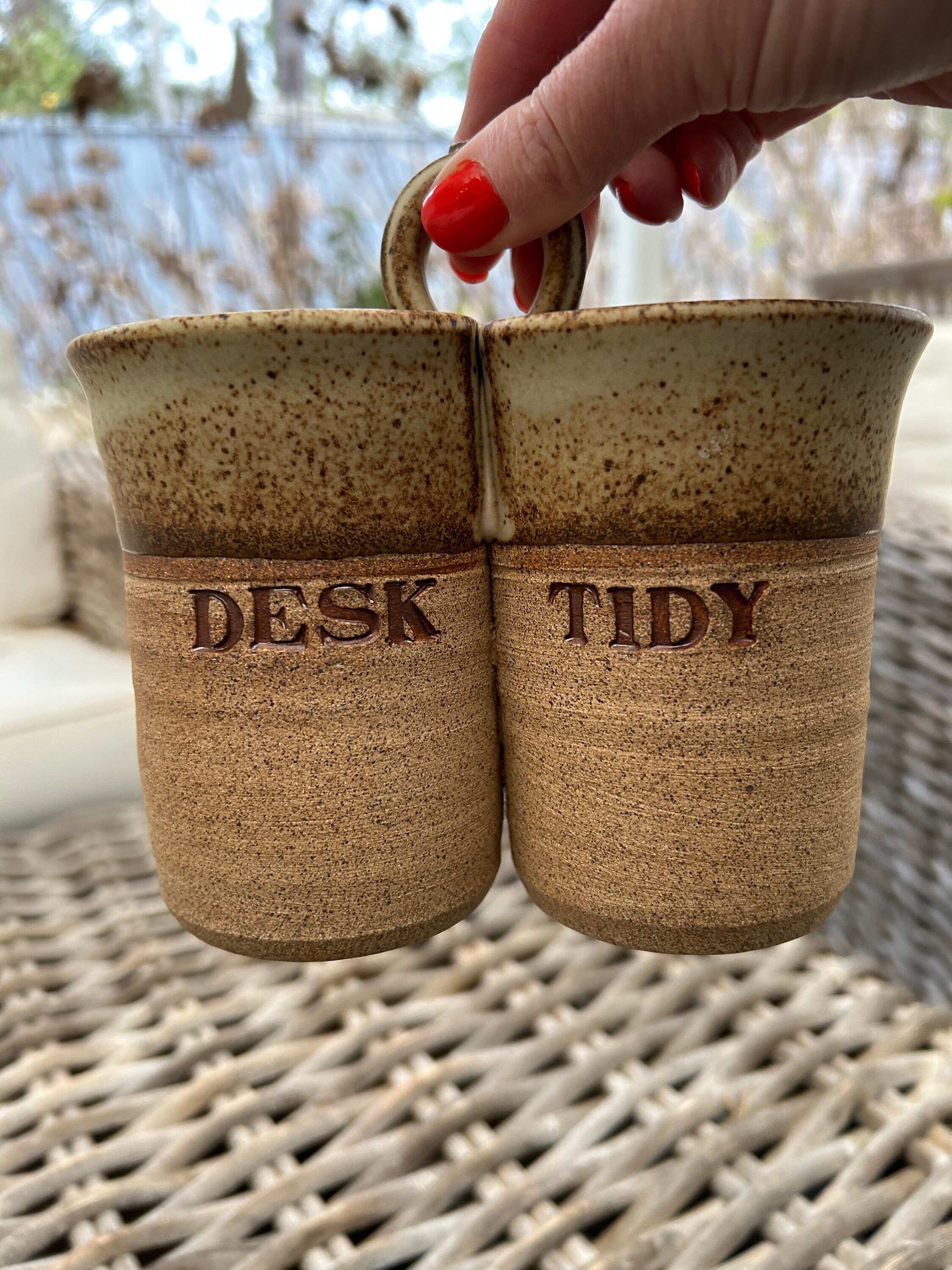 Rustic Handcrafted "desk Tidy" Pen Holder | Office Storage | Speckled ...