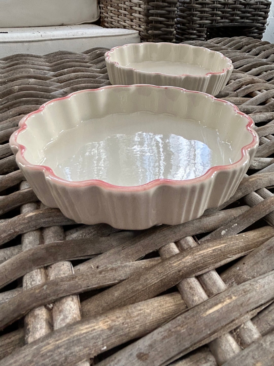 Set of 2 Vintage Oven Proof Stoneware Baking Dishes | Scalloped Edge ...