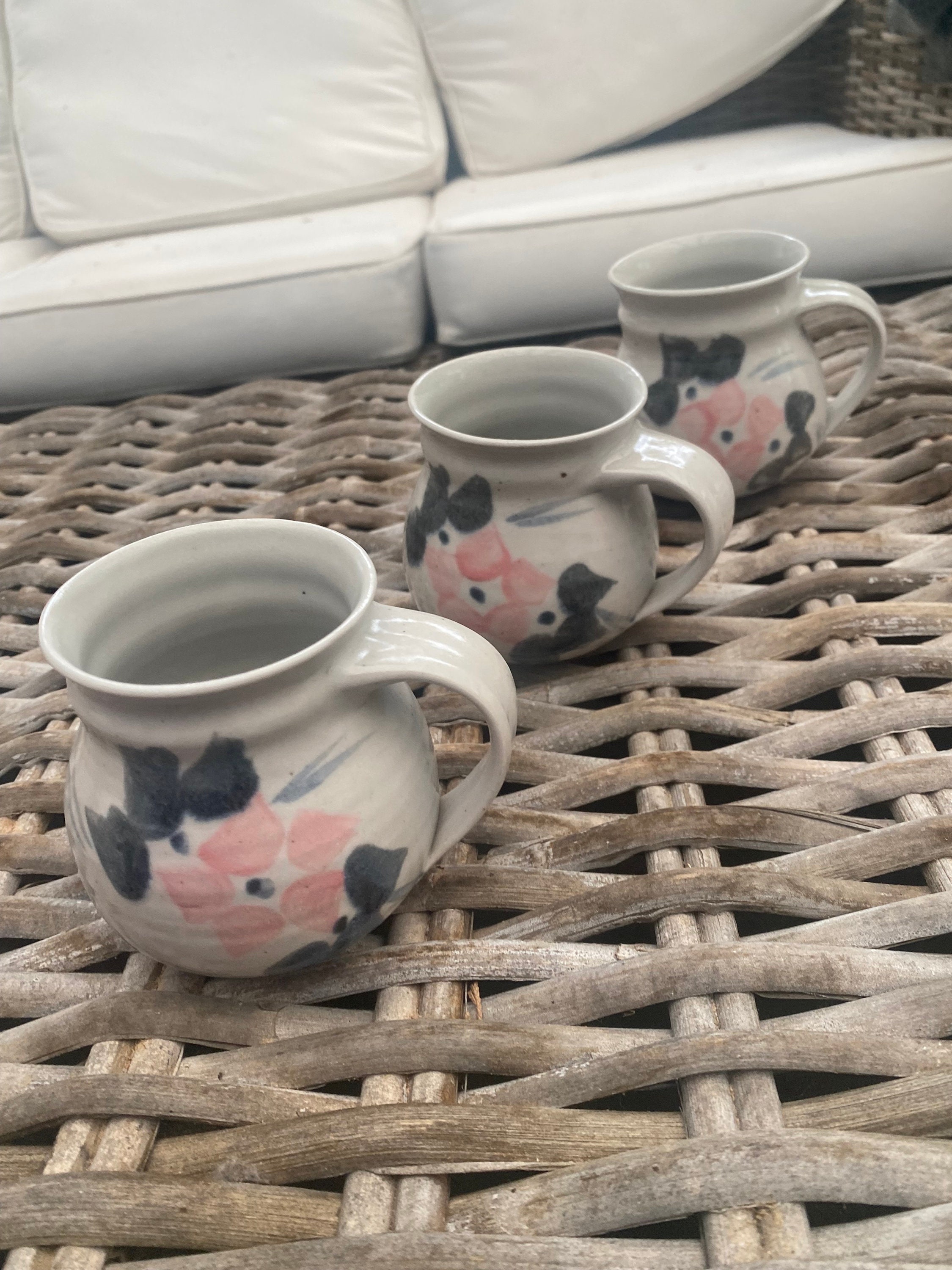 Handcrafted Ceramic 'hug Me' Mugs | Hand Painted Floral Design | Set of ...