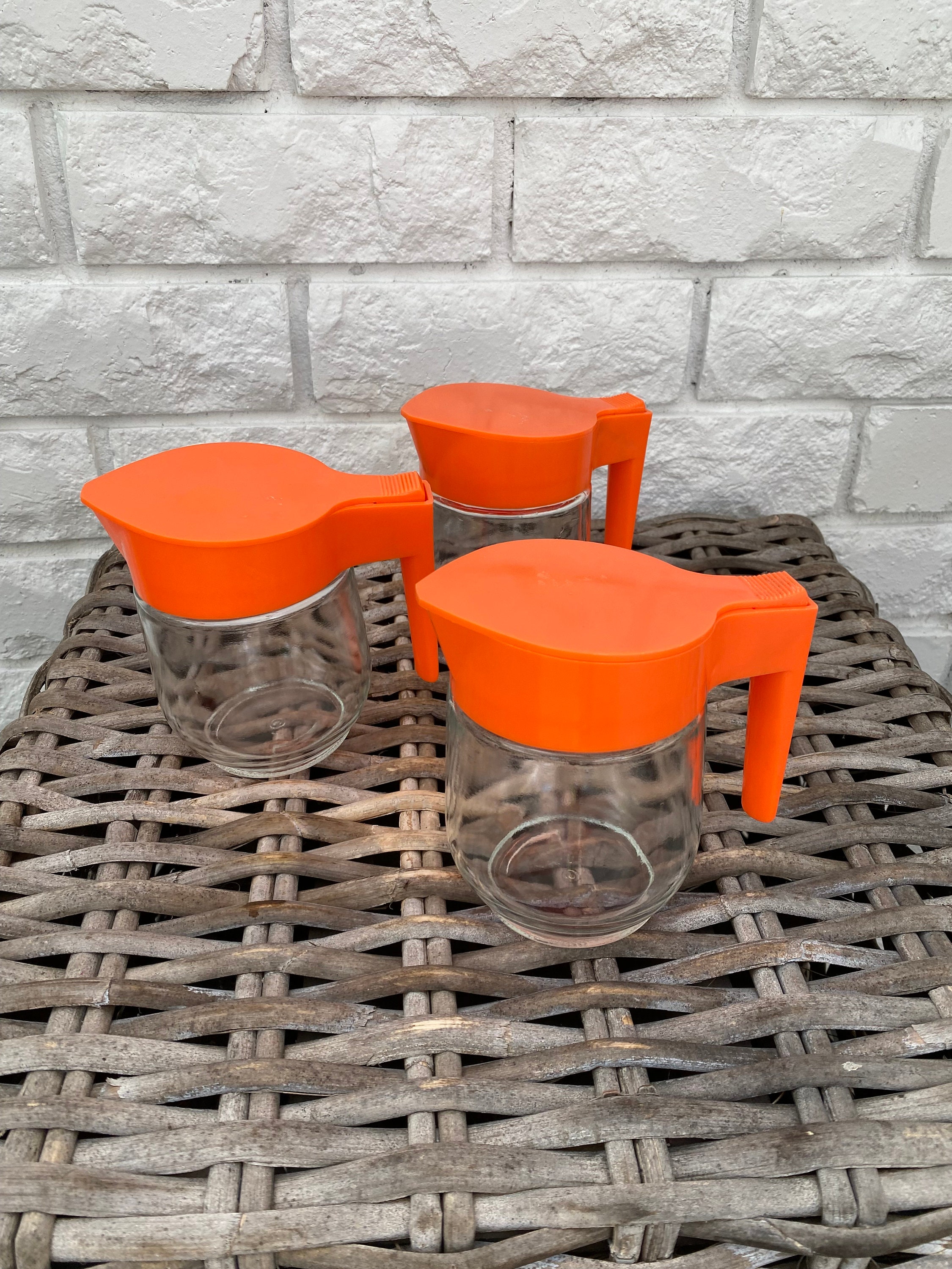 1980s GEMCO Dispenser Set Vintage Creamer, Sugar, Syrup Jars Orange ...
