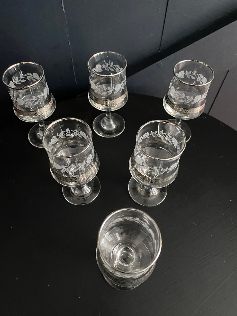 1980s Dema Silver Rose Wine Glasses Set of 6 Vintage Chesterfield ...