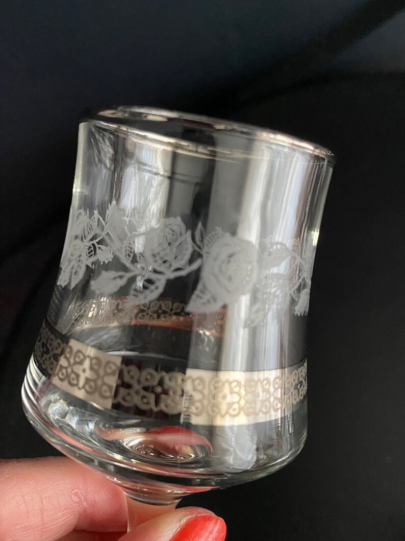 1980s Dema Silver Rose Wine Glasses Set of 6 Vintage Chesterfield ...