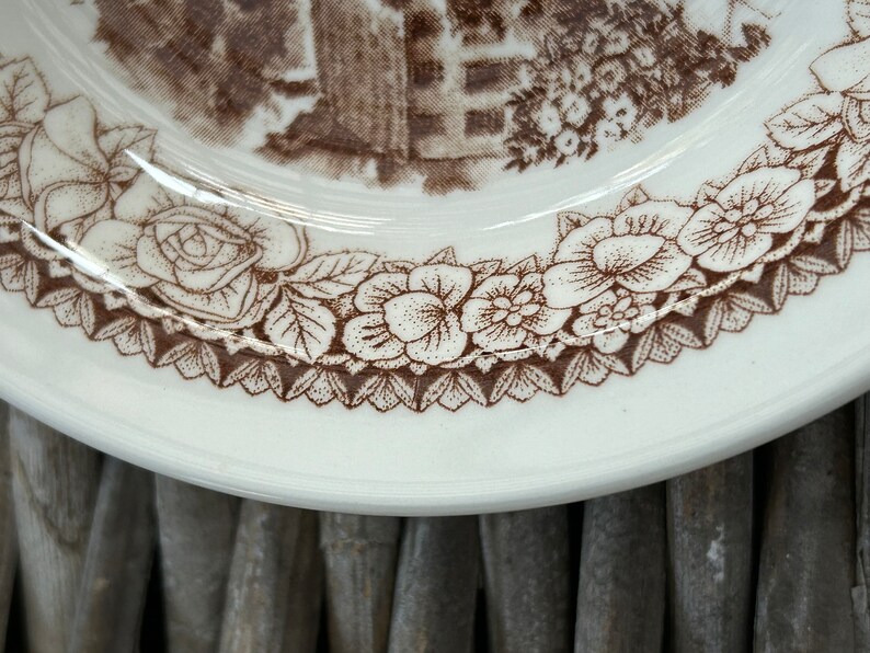 Crown Lynn Genuine Ironstone Bowls | Brown Transferware Cottage Pattern ...