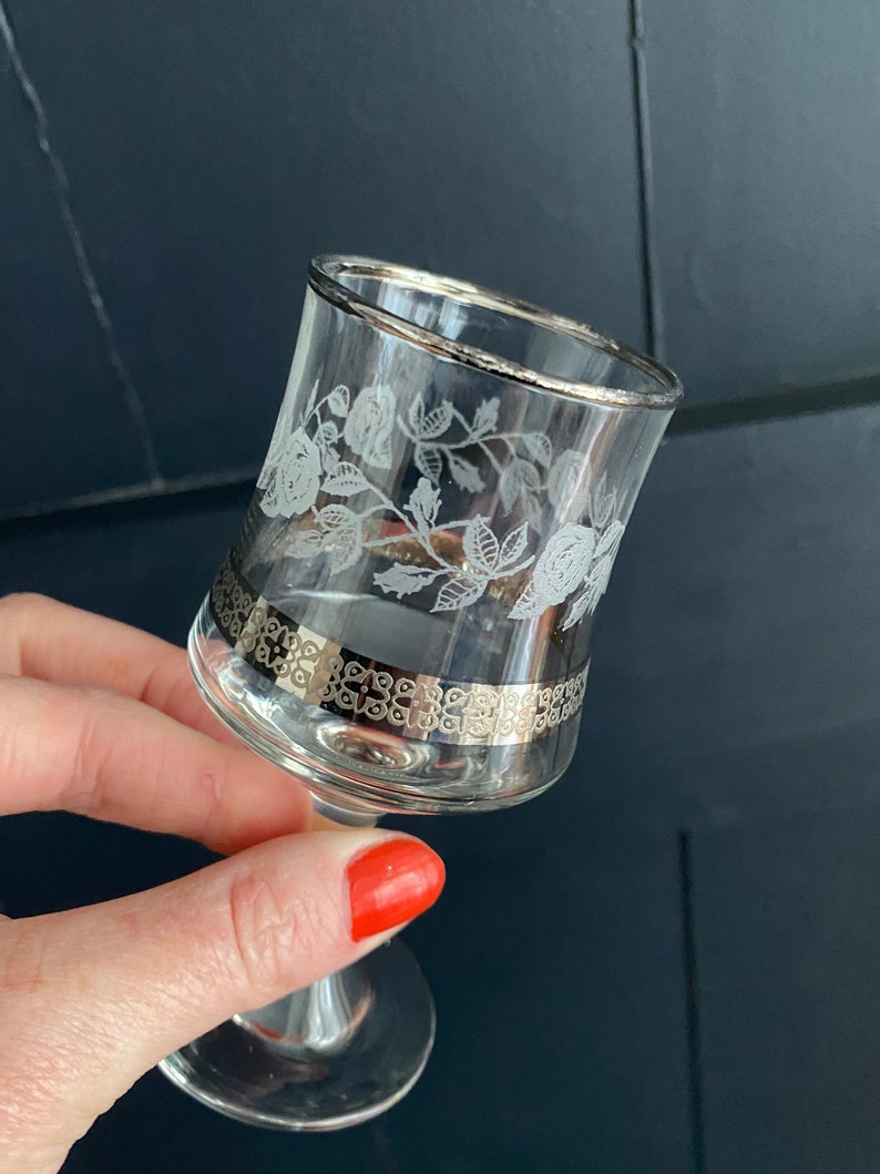 1980s Dema Silver Rose Wine Glasses Set of 6 Vintage Chesterfield ...