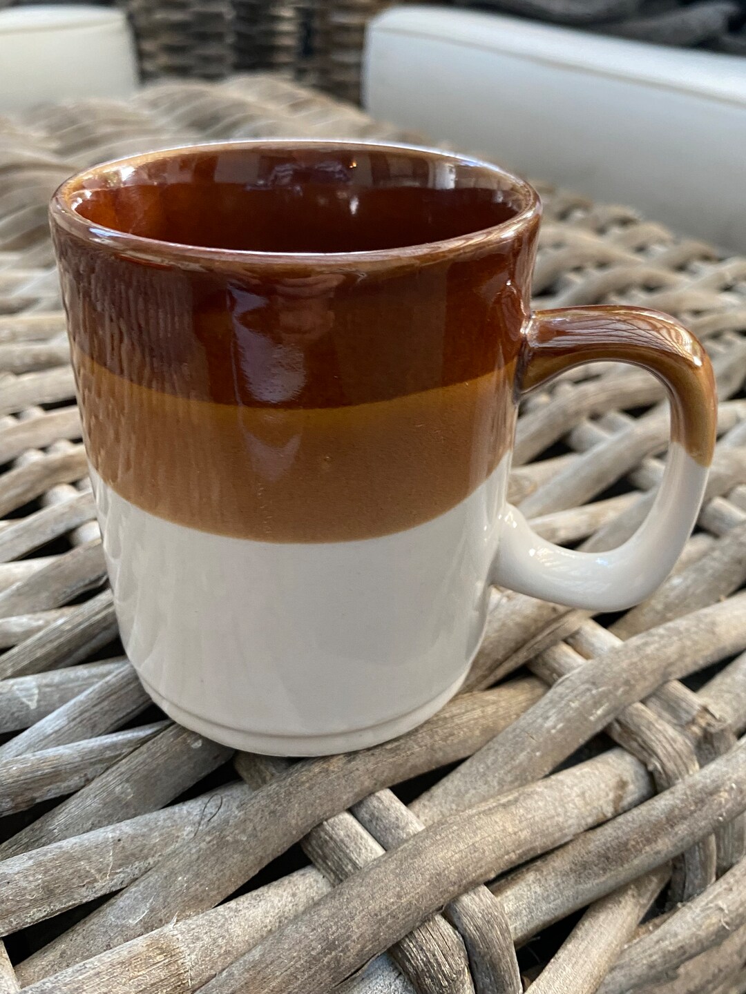Ceramic Mug | Cream & Brown Tri-tone Design | Vintage Collectible ...