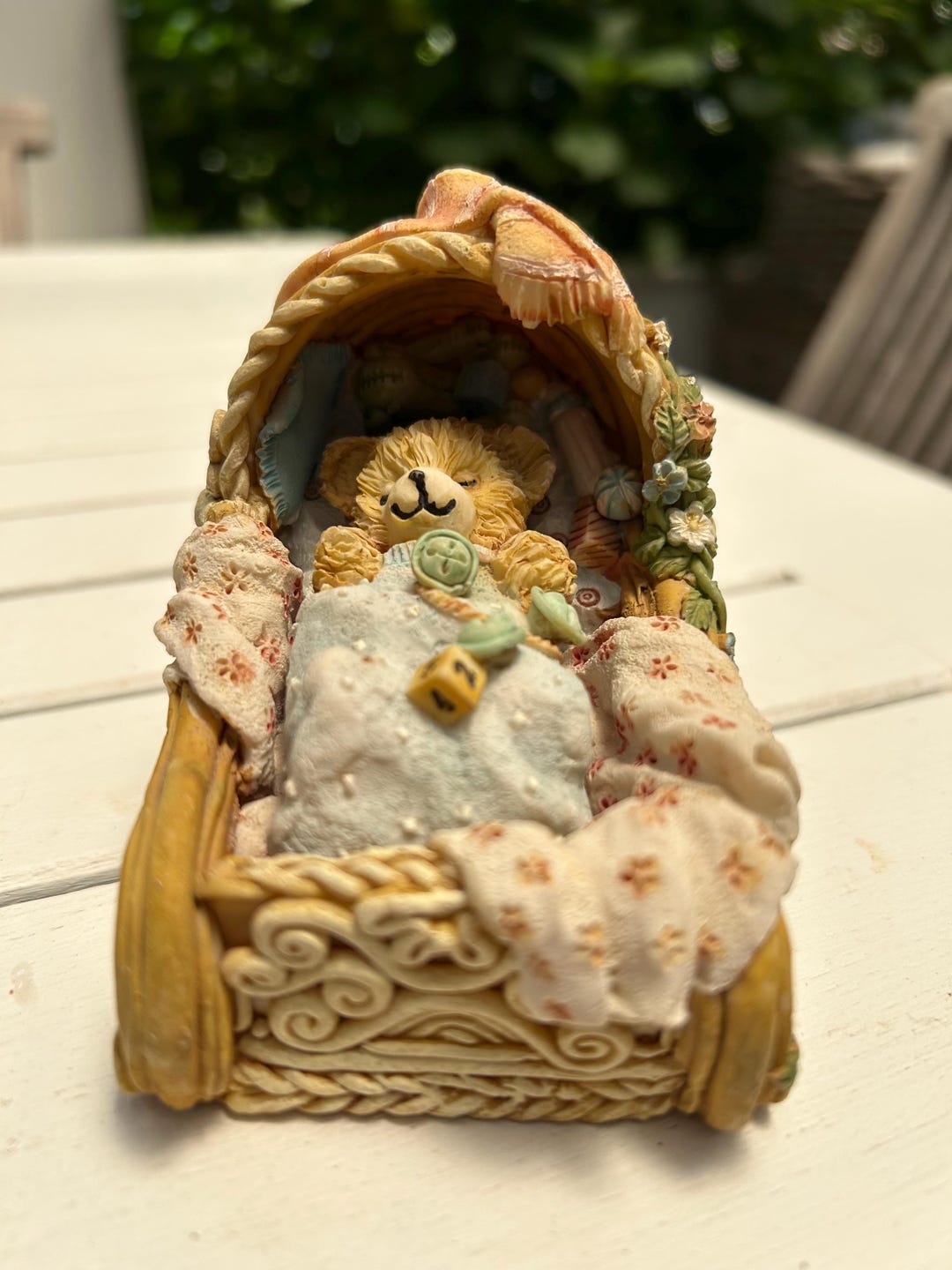 Wicker Bears Figurine Teddy Bear in Cradle Vintage Collectible Décor - Etsy