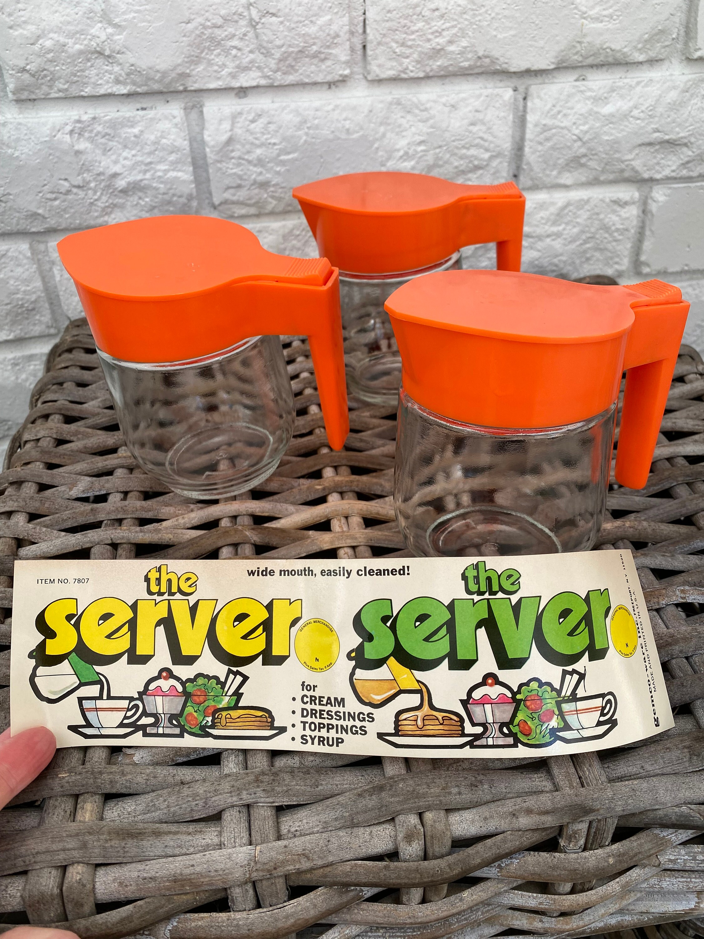 1980s GEMCO Dispenser Set Vintage Creamer, Sugar, Syrup Jars Orange ...