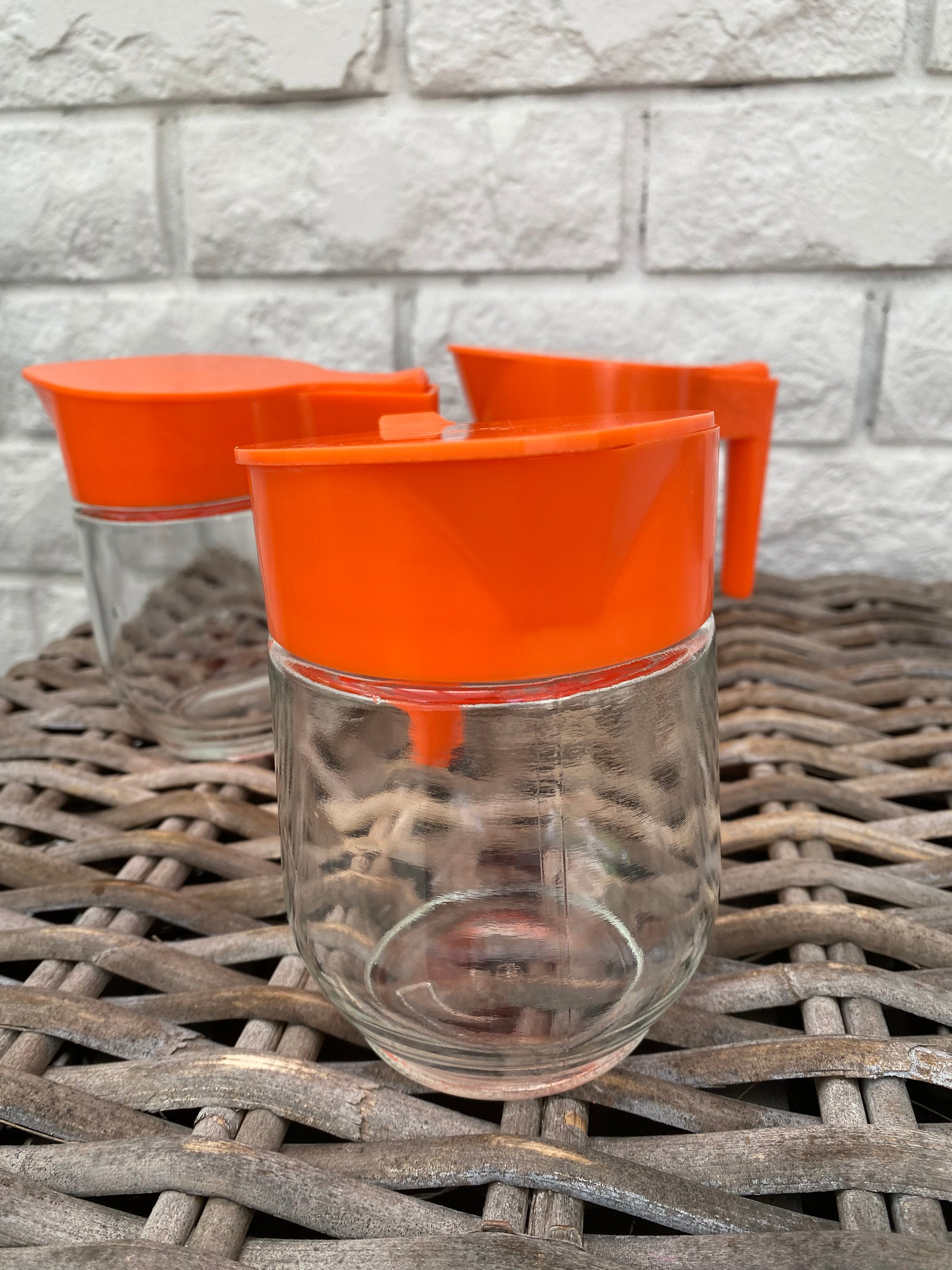 1980s GEMCO Dispenser Set Vintage Creamer, Sugar, Syrup Jars Orange ...