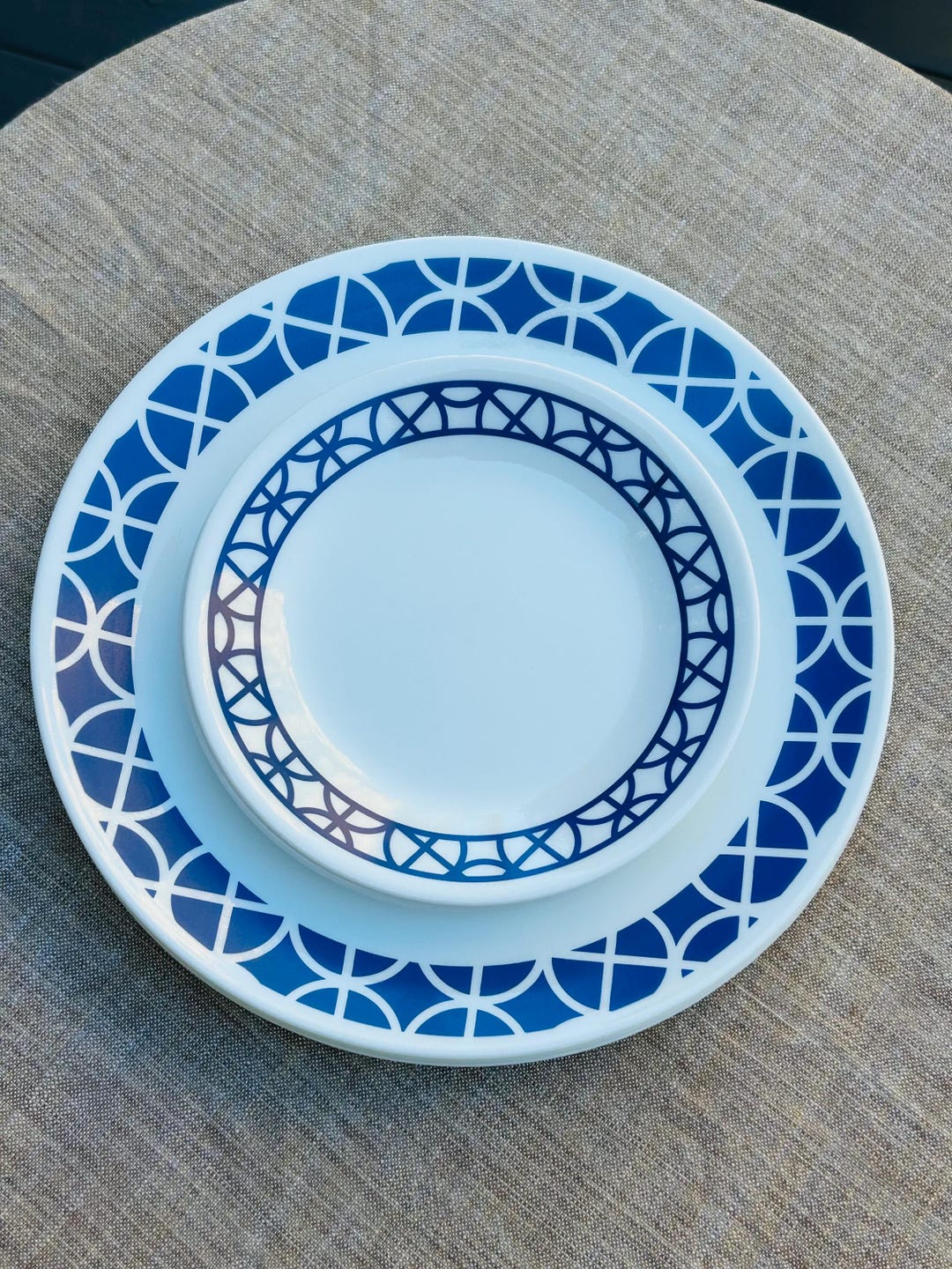 Corelle | Vitrelle | Plate Set | 8-piece | Blue & White | Geometric ...