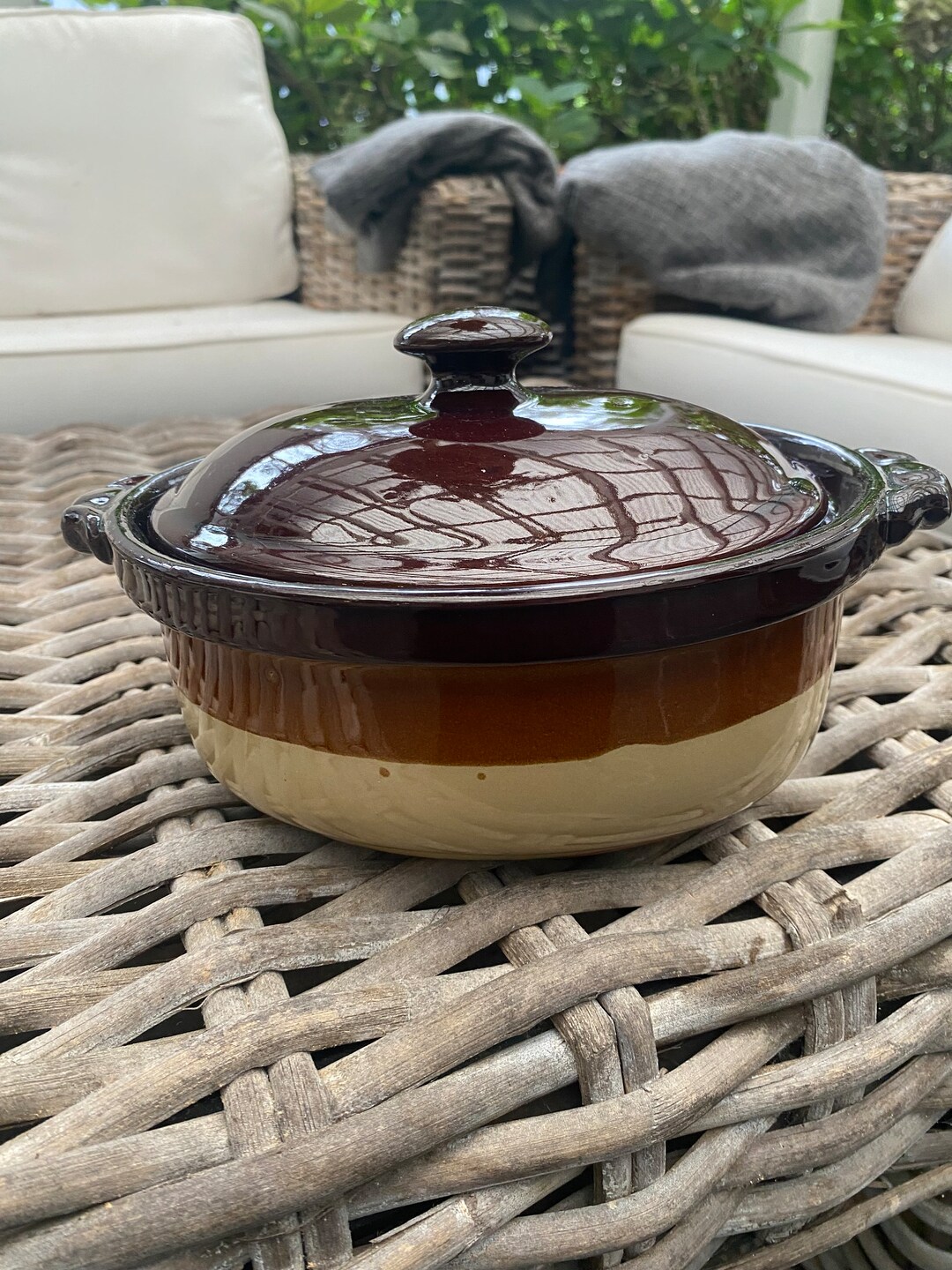Vintage Taiwan Oval Ceramic Pot | Rustic Kitchenware | 1970s Boho Decor ...