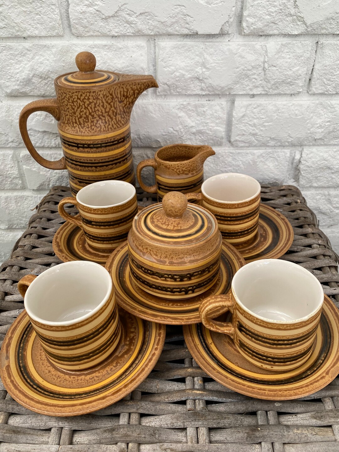Retro Hand-painted Coffee Set | 1970s Japanese Pottery | Complete ...
