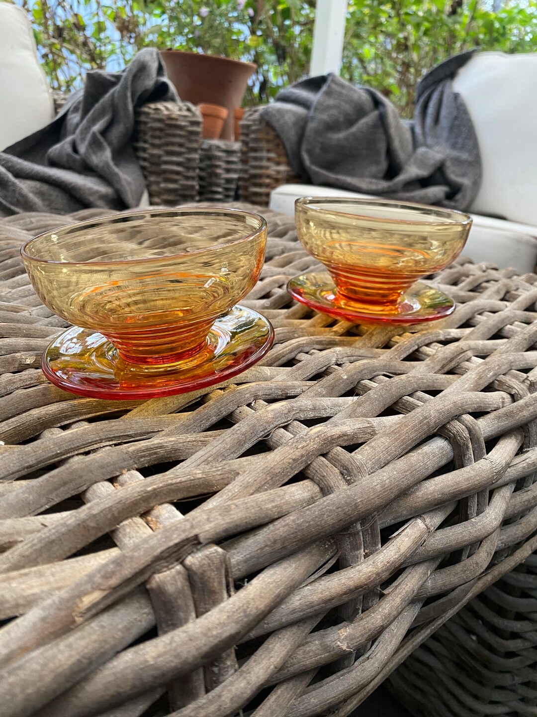 Stuart Crystal Amber Stratford Dessert Dishes | Vintage 1930s | Set of ...
