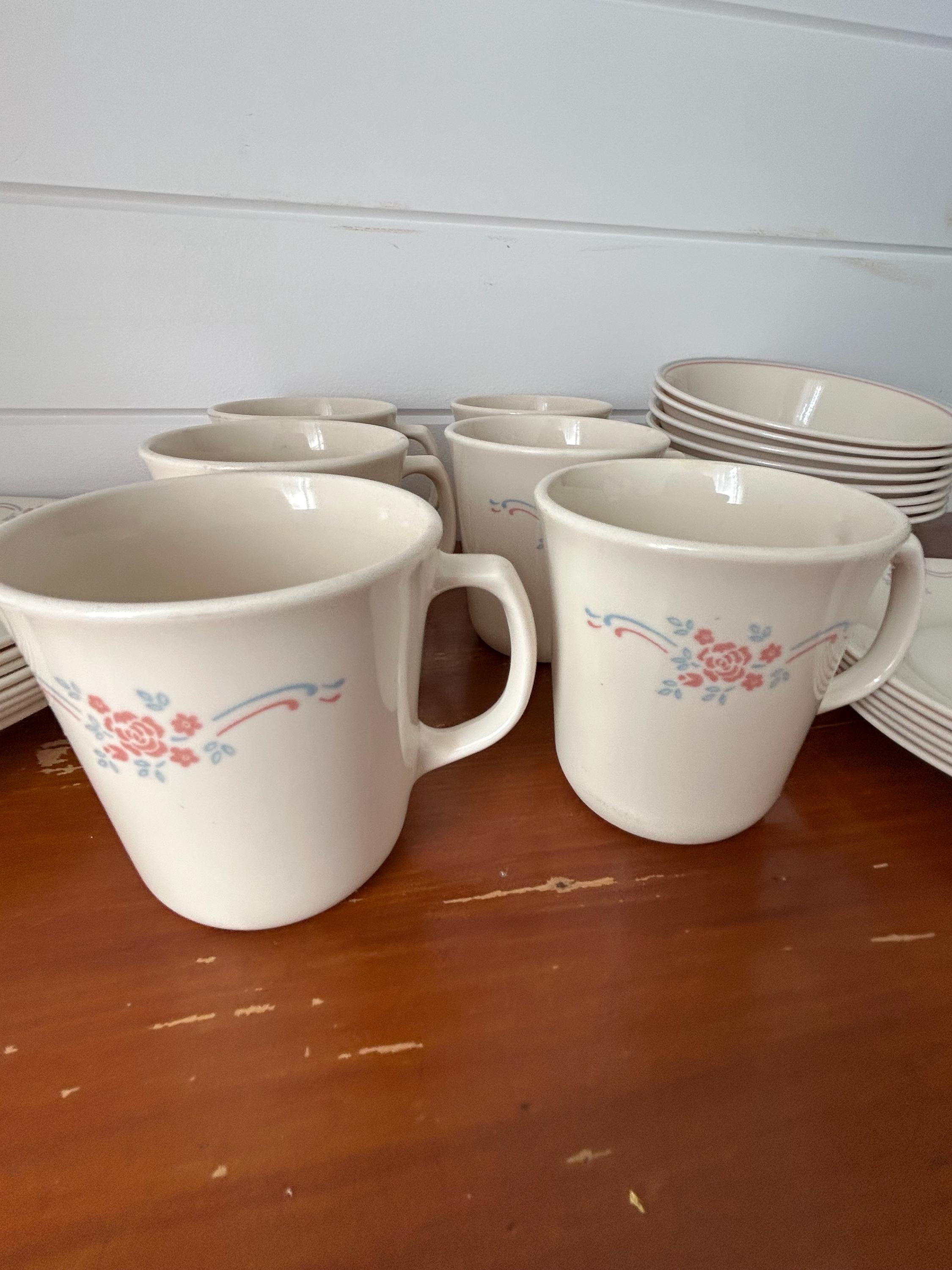 Corelle English Breakfast 24 Piece Dinner Set | Pink Rose Pattern ...