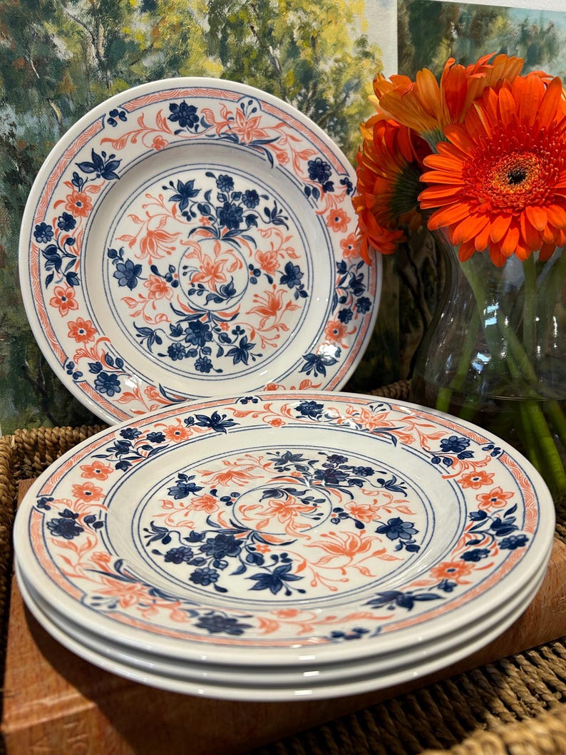 Churchill | Imari Pattern | Set of 4 | Dinner Plates | Floral Blue Red ...