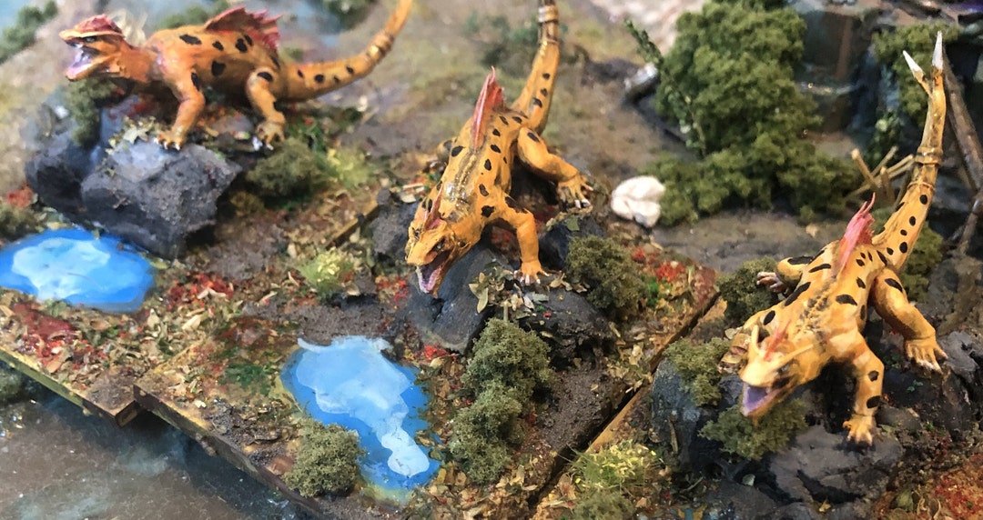 Lizardmen Painted Custom Warhammer the Old World Salamander, Razordon ...