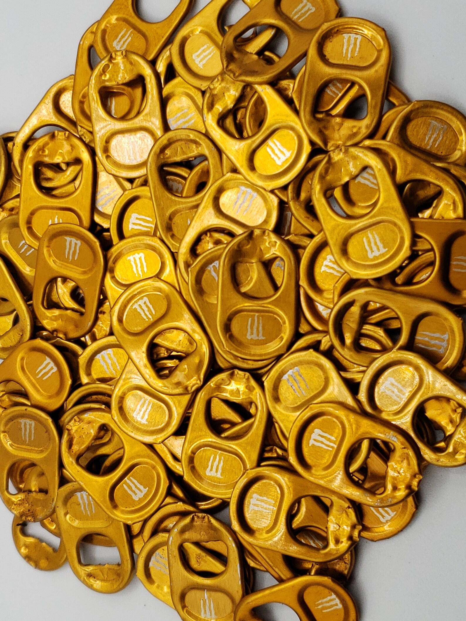 100 Yellow, Gold Aluminum Soda Can Tabs, Pop Tabs, Pop Tops, Pull Tabs ...