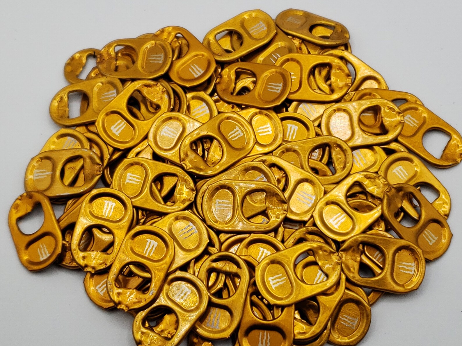 100 Yellow, Gold Aluminum Soda Can Tabs, Pop Tabs, Pop Tops, Pull Tabs ...