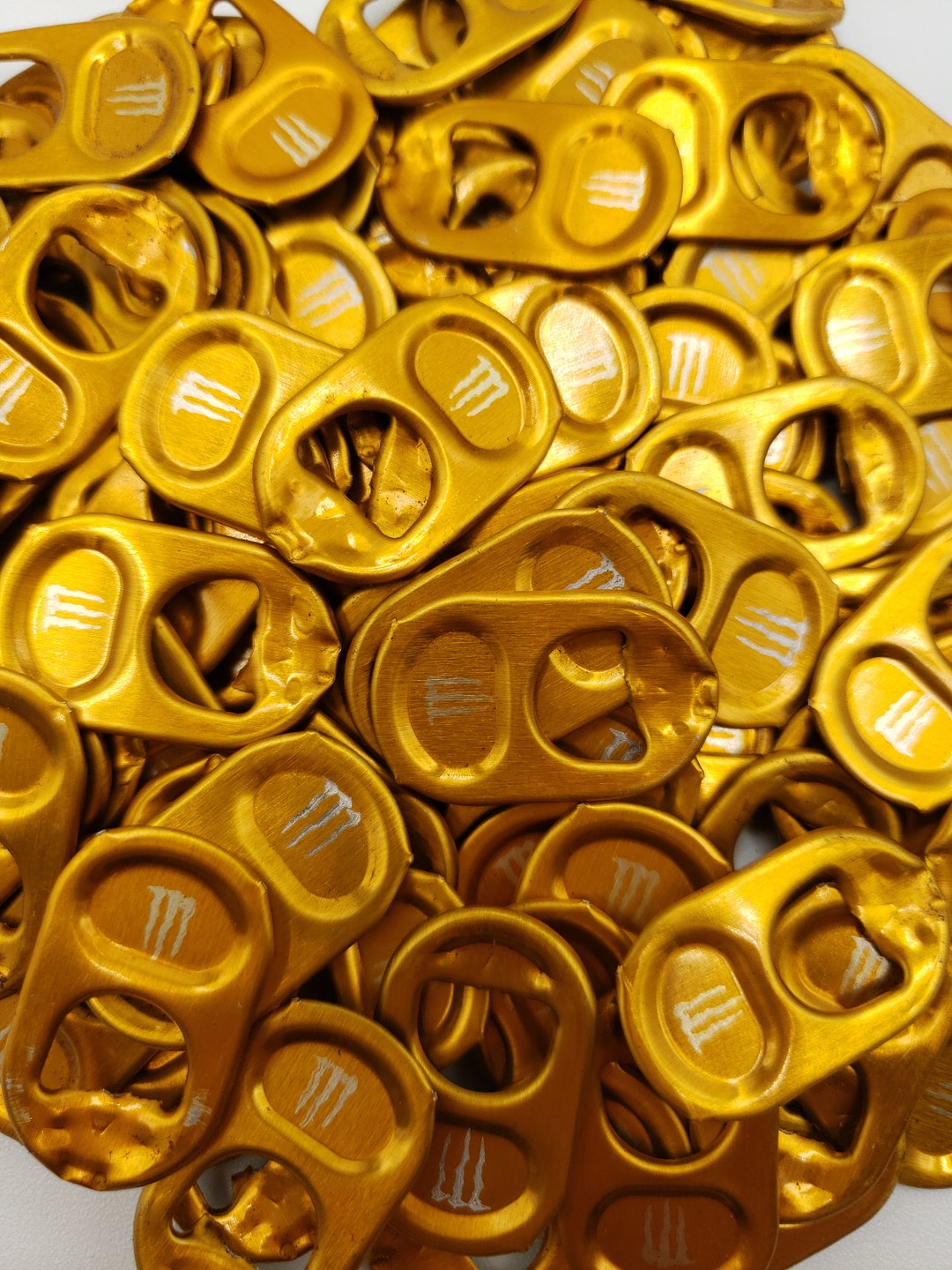 100 Yellow, Gold Aluminum Soda Can Tabs, Pop Tabs, Pop Tops, Pull Tabs ...