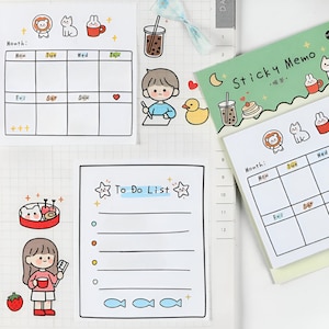 30 Pcs Kawaii Post-it Notes Cute Sticky Notes to Do List Pastel Check ...