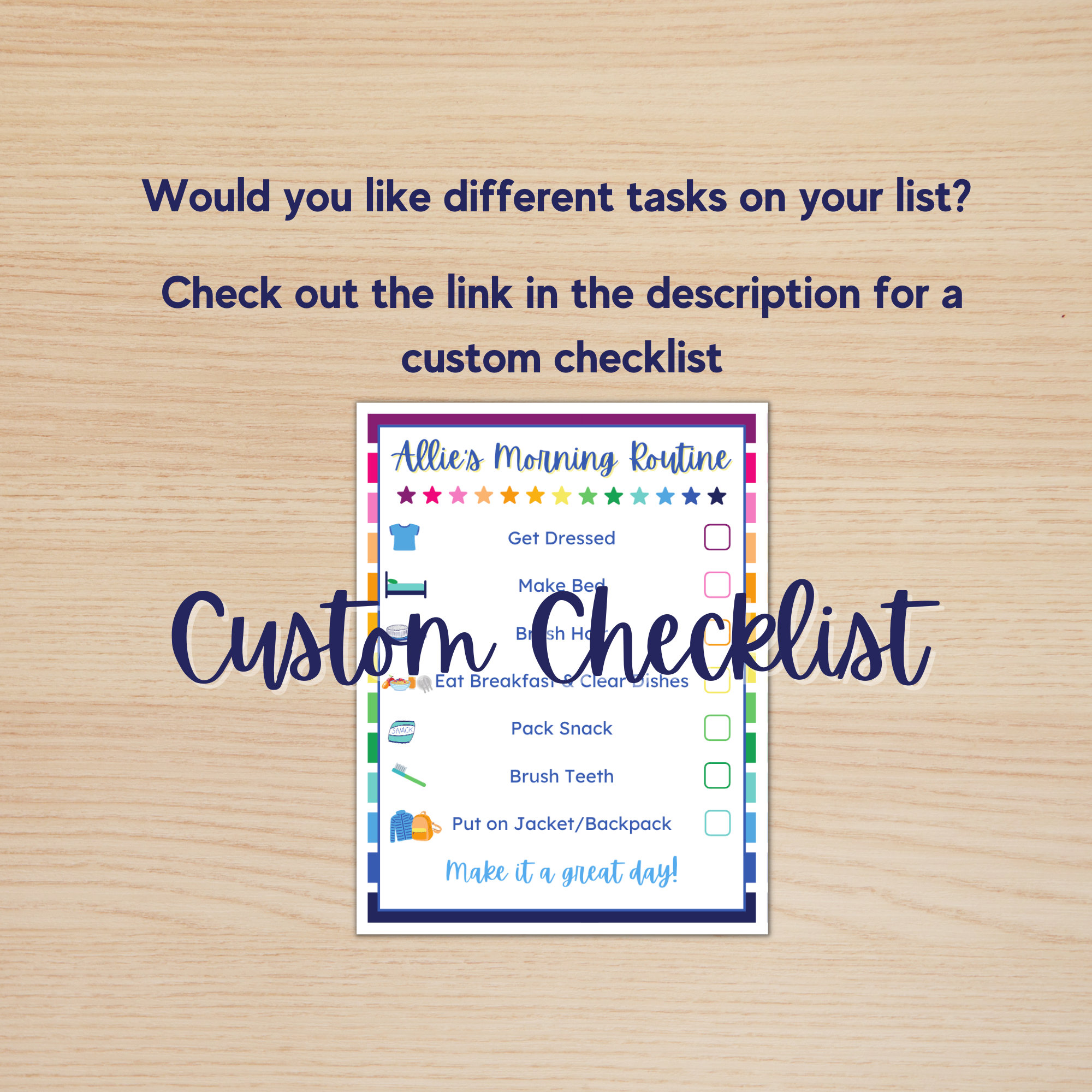 Morning Checklist for Kids Printable, Visual Schedule for Kids, Daily ...