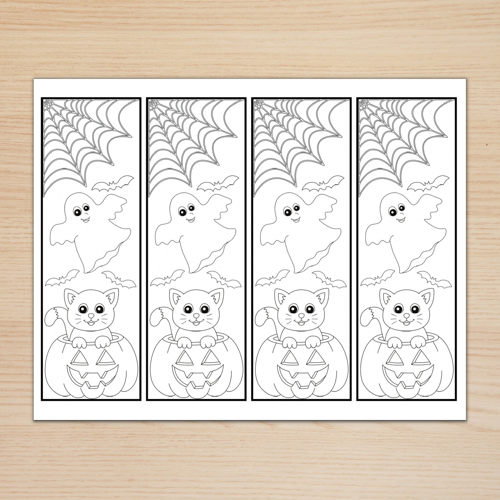 Halloween Bookmarks for Kids, Printable Halloween Themed Color Your Own ...