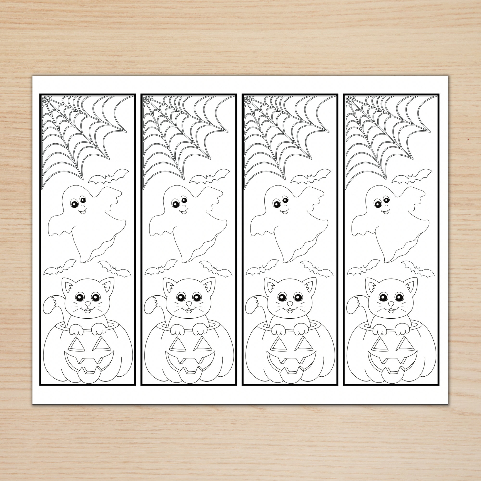 Halloween Bookmarks for Kids, Printable Halloween Themed Color Your Own ...