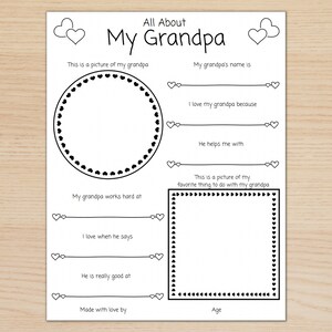 All About My Grandpa Printable, Father's Day Printable, Gift From ...
