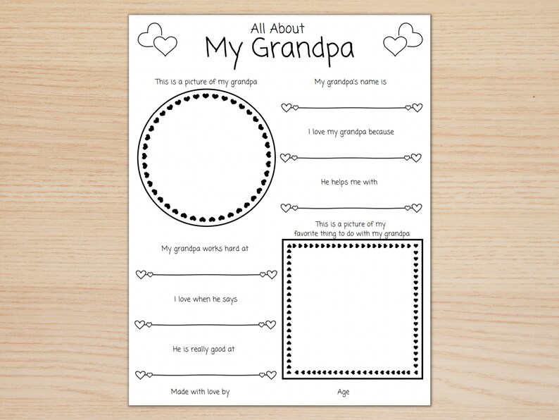 All About My Grandpa Printable, Father's Day Printable, Gift From ...