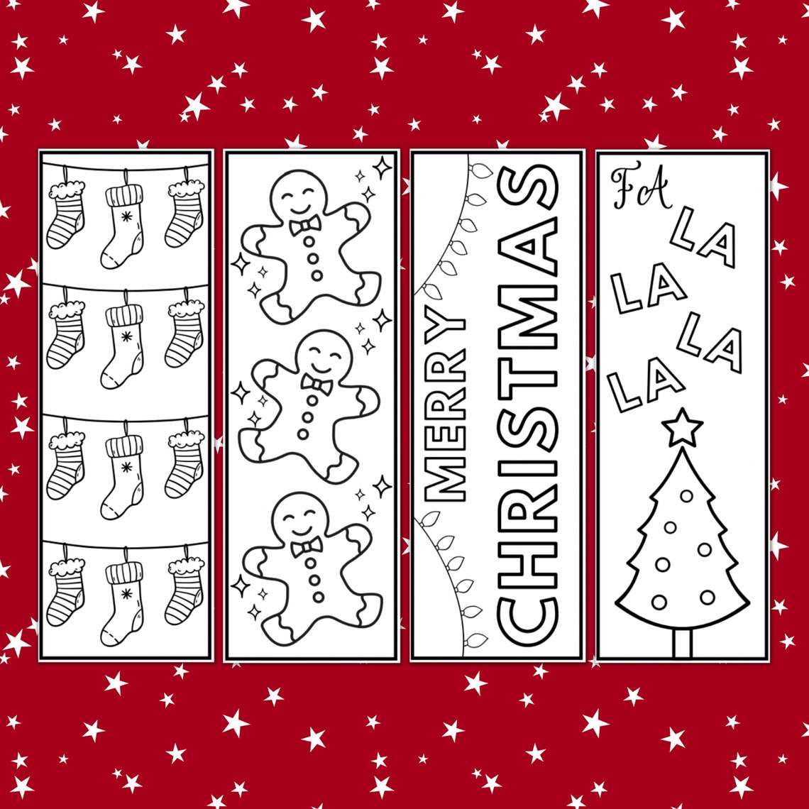 Printable Christmas Bookmarks for Kids, Christmas Themed Color Your Own ...