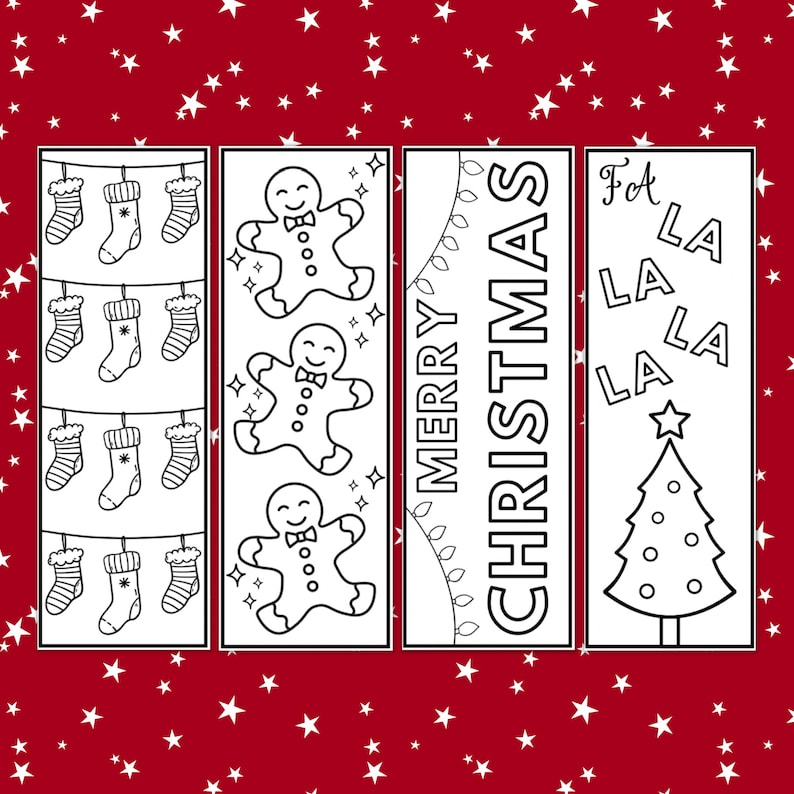 Printable Christmas Bookmarks for Kids, Christmas Themed Color Your Own ...