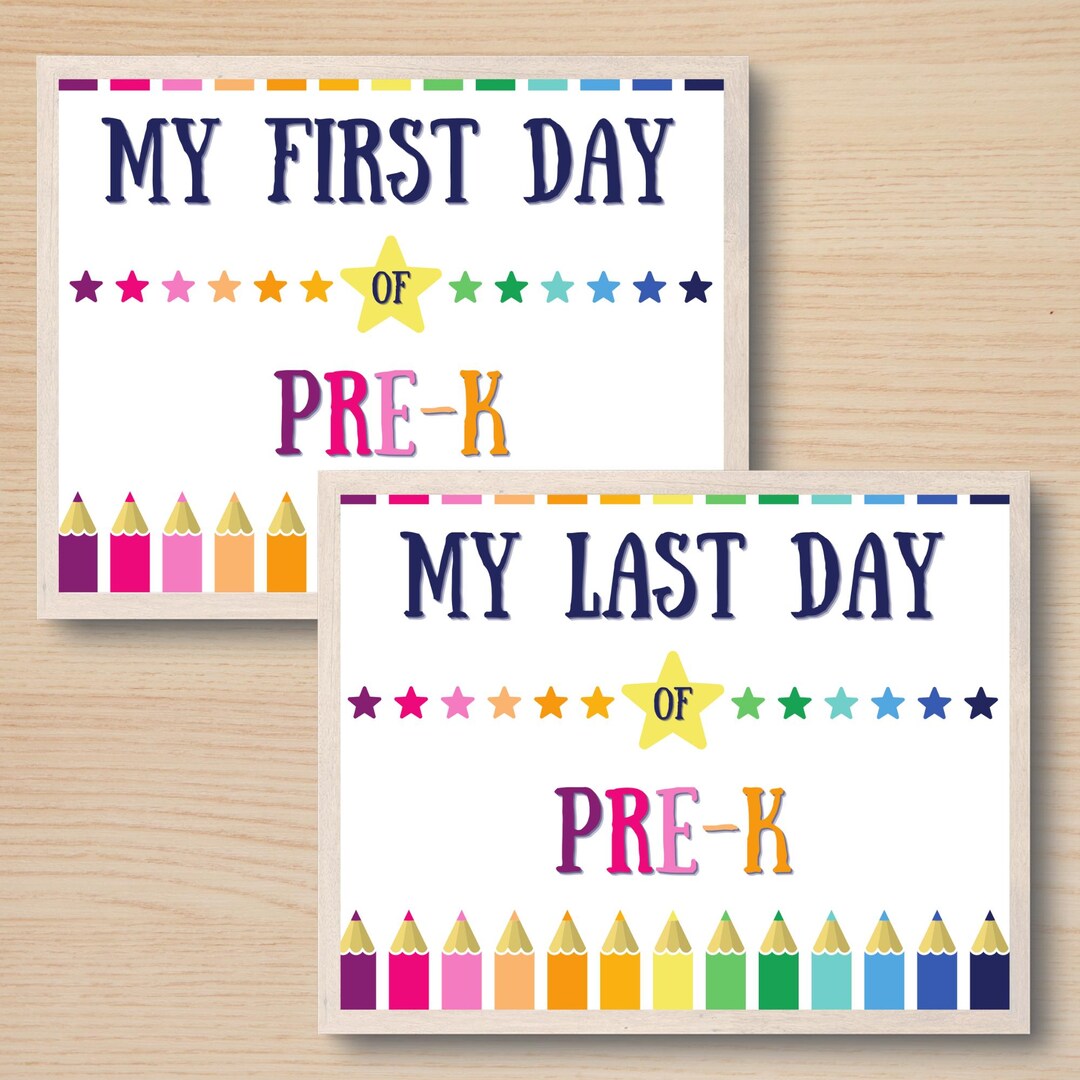 First & Last Day of Pre-k Sign: Bright Photo Prop (PDF Download) - Etsy UK