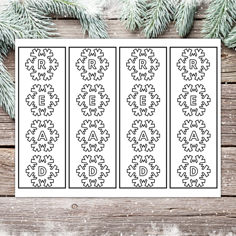 Winter Bookmarks, Printable Color Your Own Bookmark, Christmas Coloring ...