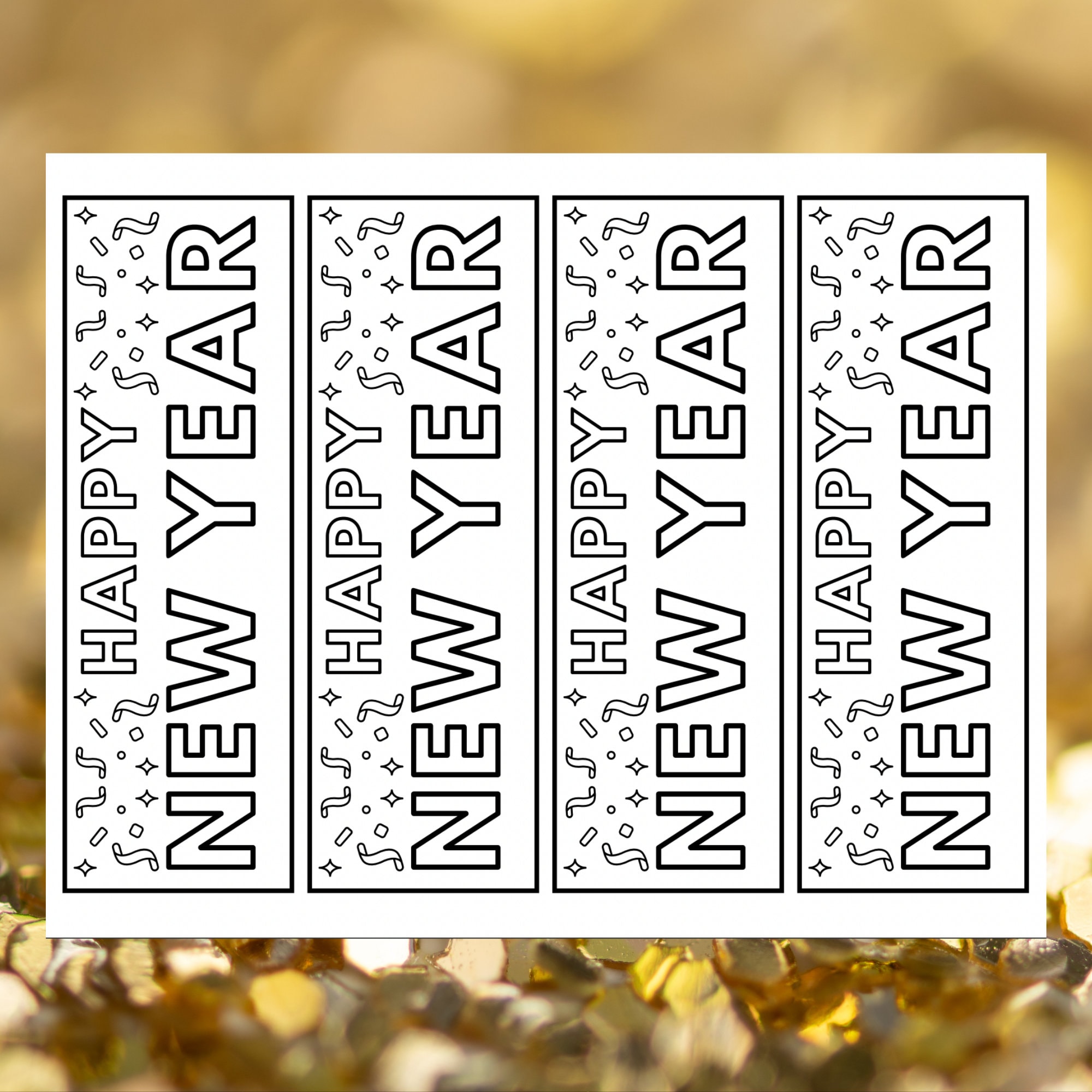 Happy New Year Printable Bookmarks, New Year's Eve Coloring Printable ...