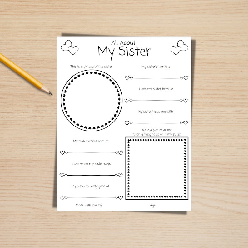 All About My Sister Printable, Birthday Card for Sister, Sister ...