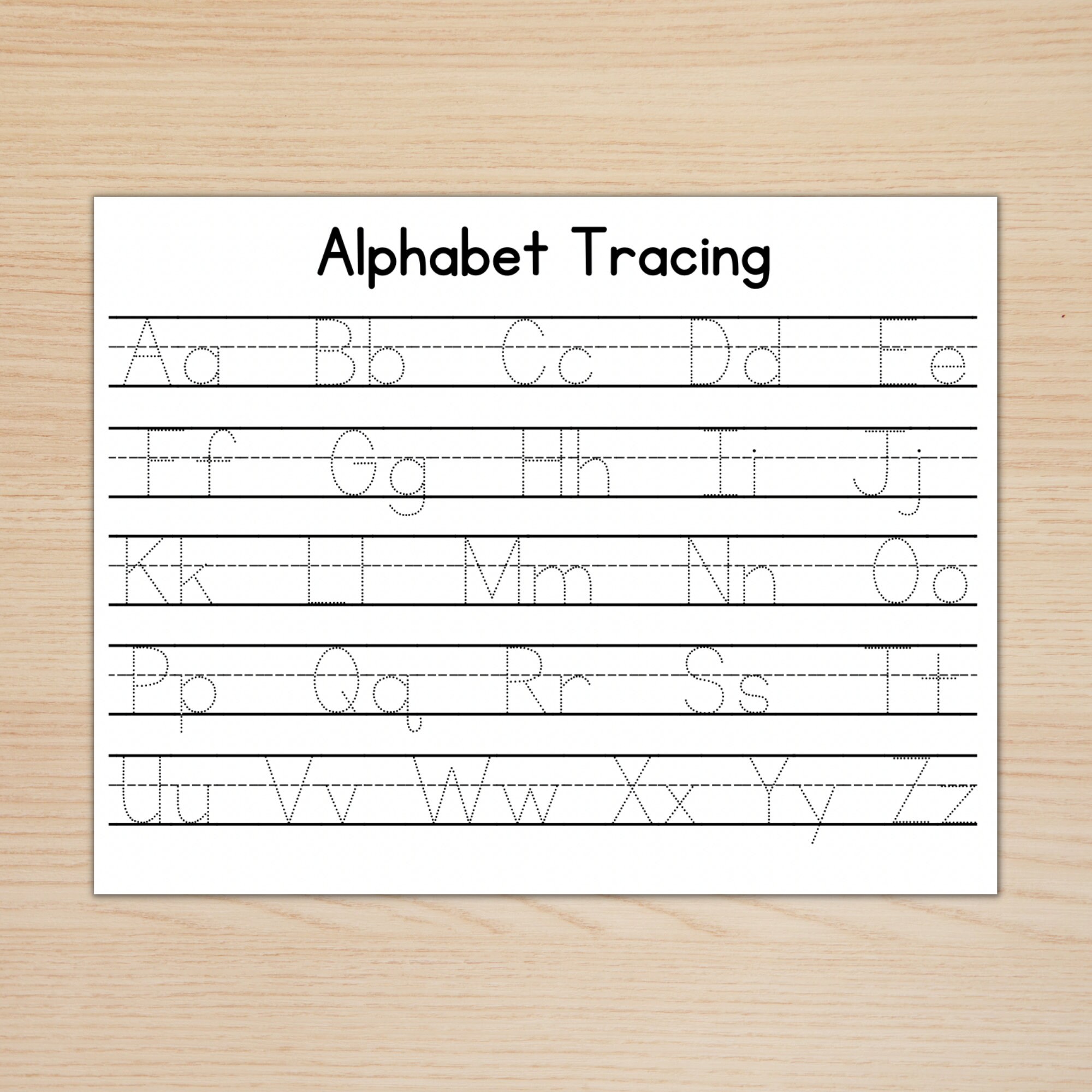 Alphabet Tracing Printable, A-Z Handwriting Worksheet, Preschool and ...